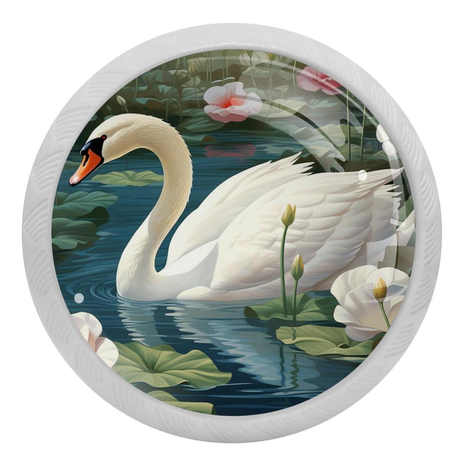 Swan Round Glow-in-the-Dark Cabinet Knobs with Screws - 4 Pack ...