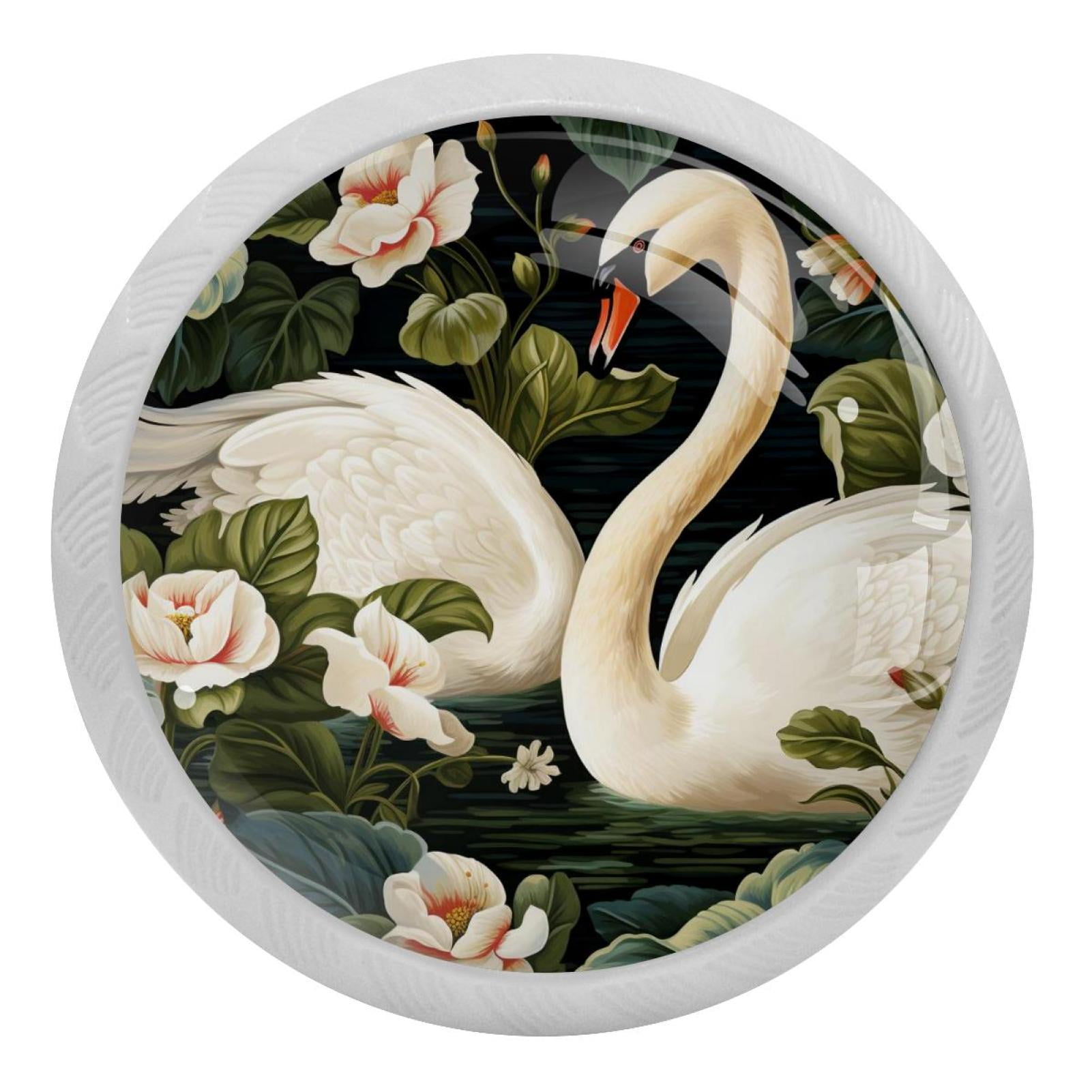 Swan Round Glow-in-the-Dark Cabinet Knobs with Screws - 4 Pack ...