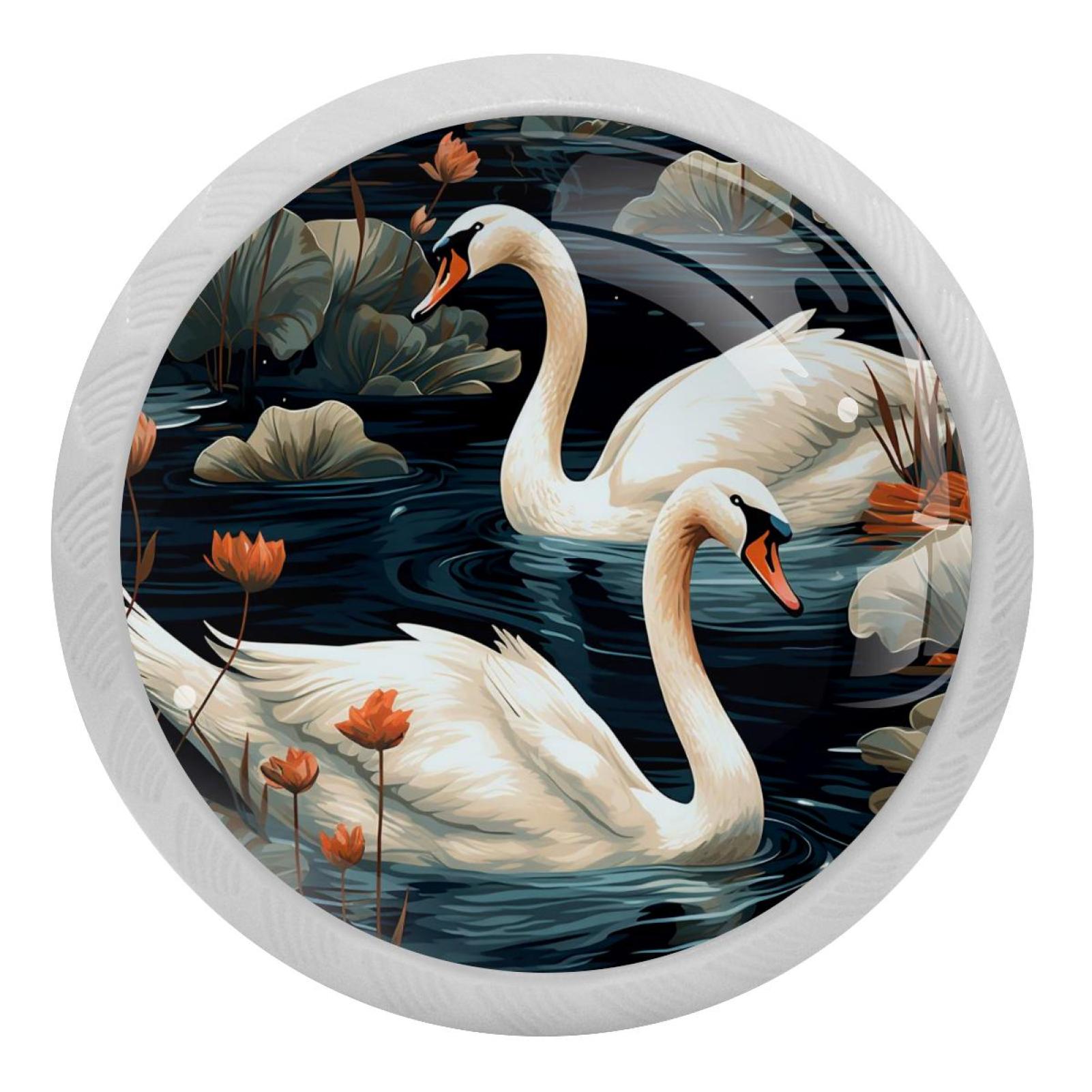 Swan Round Glow-in-the-Dark Door Knobs 4-Pack with Screws - Fluorescent ...