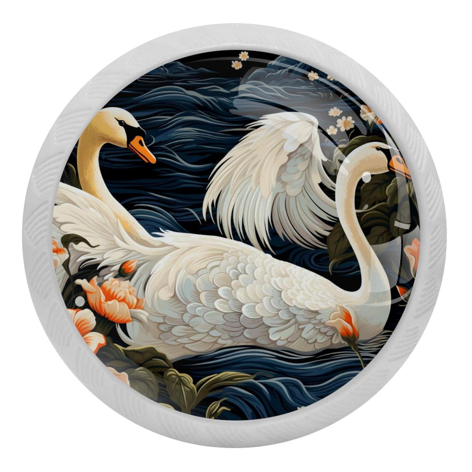 Swan Round Glow-in-the-Dark Door Knobs 4-Pack with Screws - Fluorescent ...