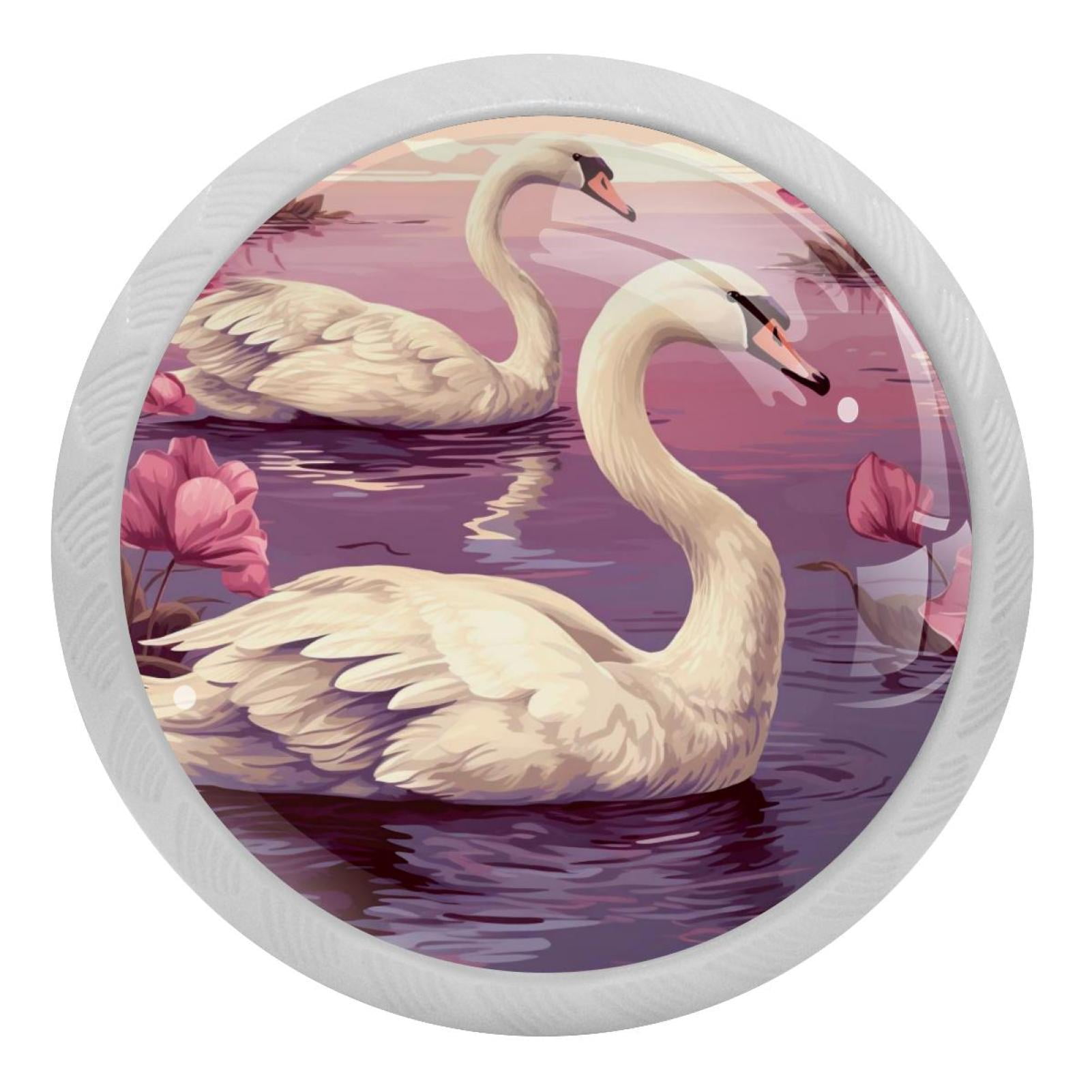 Swan Round Glow-in-the-Dark Door Knobs 4-Pack with Screws - Fluorescent ...