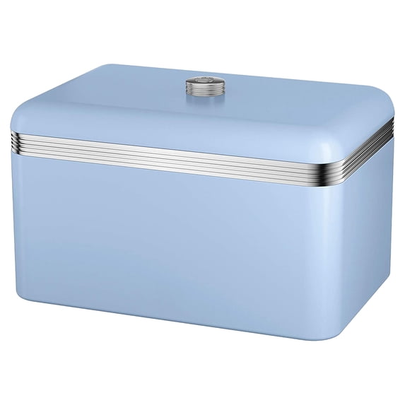 Swan Blue Retro Bread Bin, Color-Coated Metal, Large Storage, H22.6 x ...
