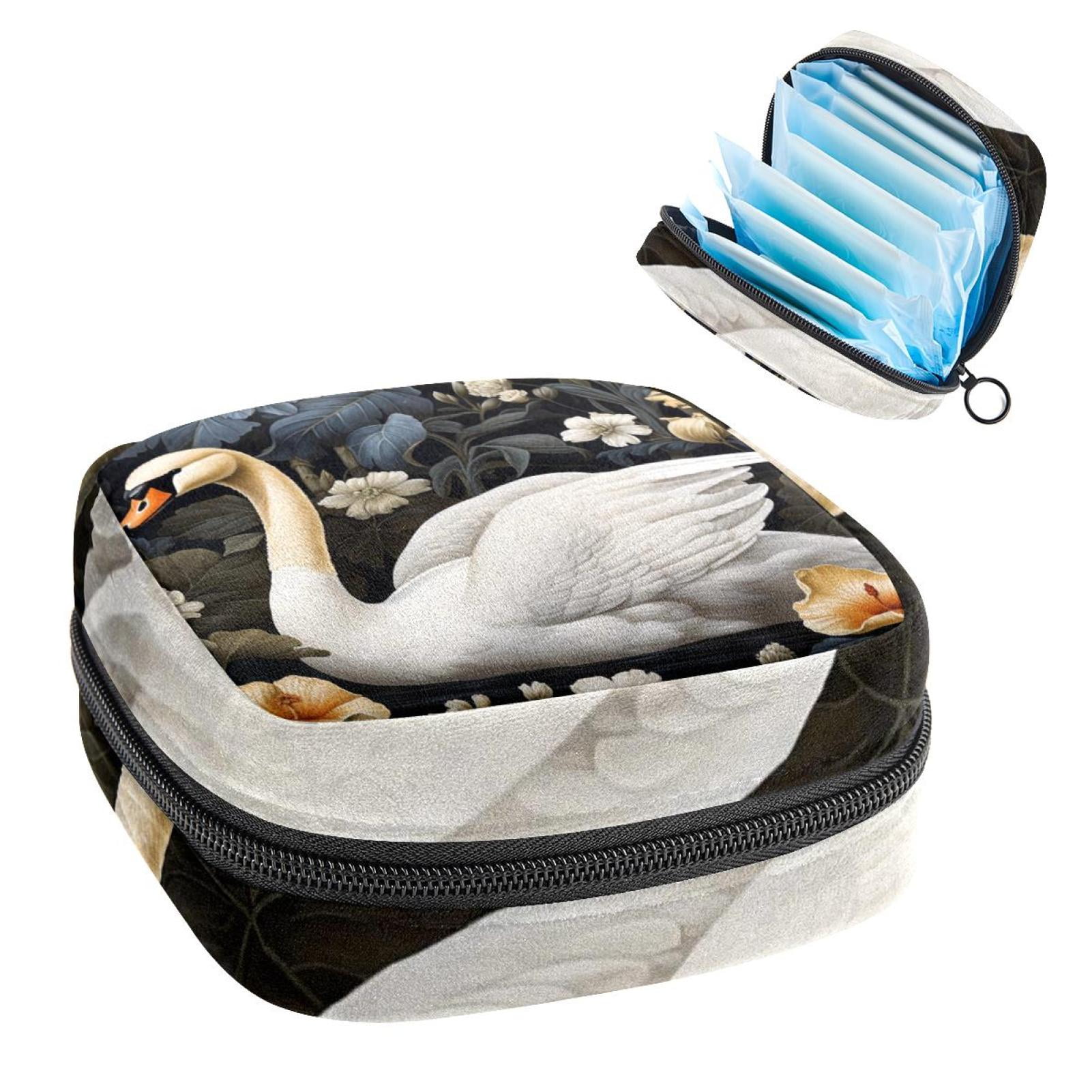 Swan Sanitary Napkin Pouch Bag with Plush Fabric, Sponge, and Oxford ...