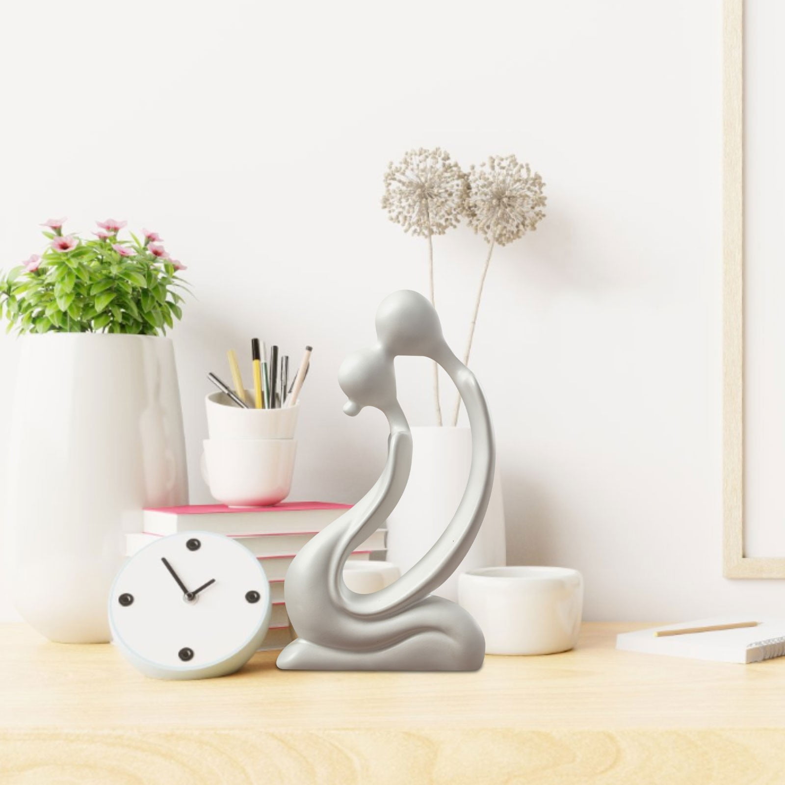 Swan Sculpture Decor, Ceramic Swan Figurine Couple Swan Table ...
