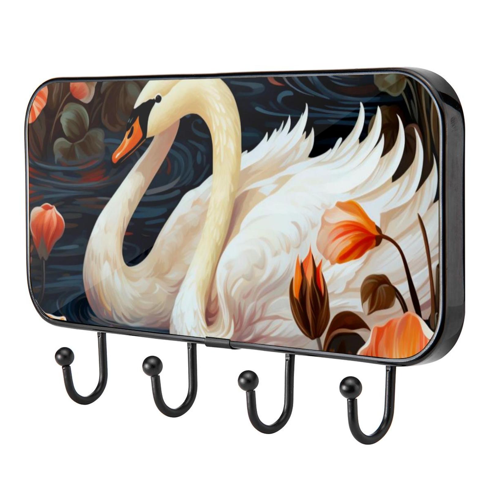 Swan Self Adhesive Towel Coat Wood Iron Hooks for Home Keys Door ...