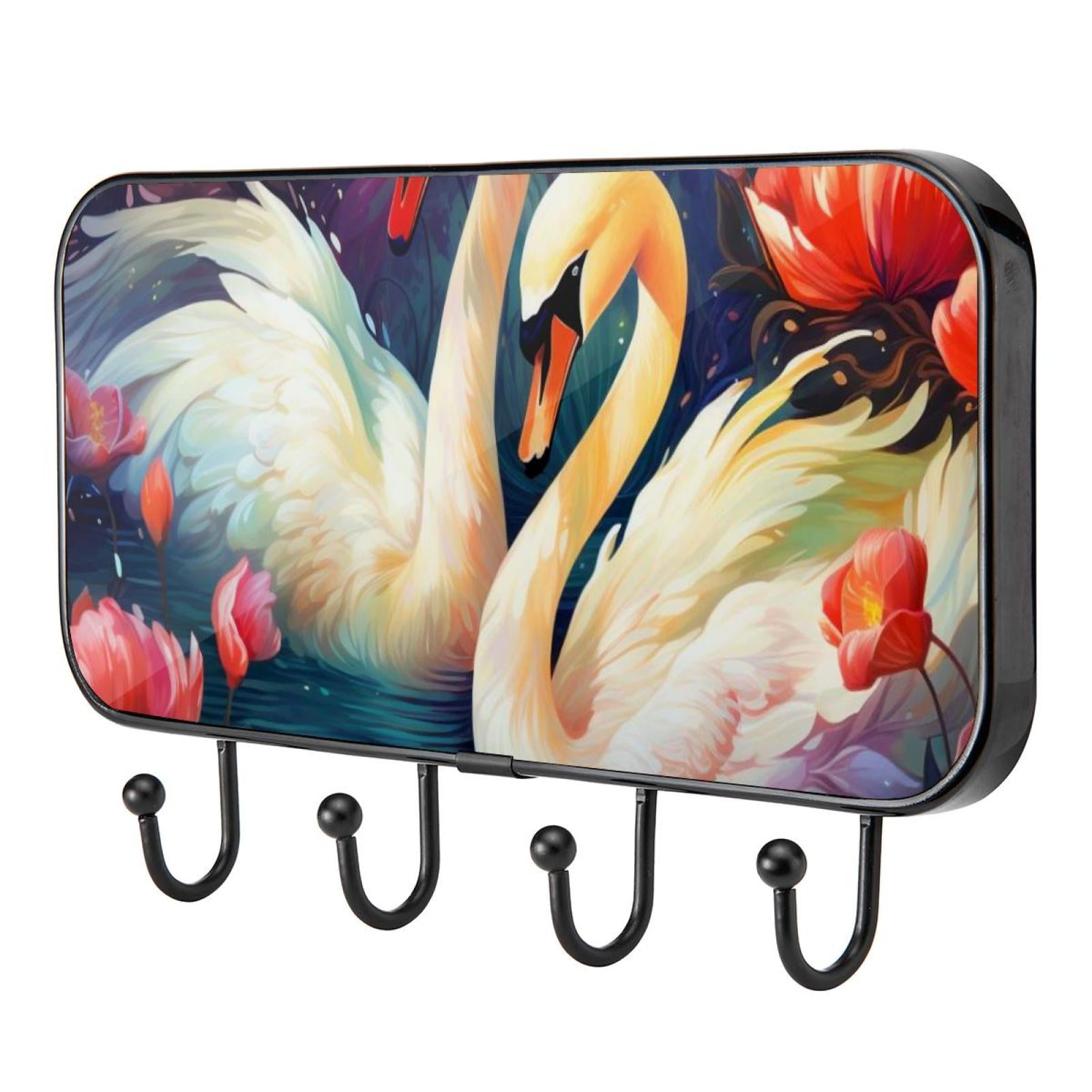 Swan Self Adhesive Towel Coat Wood Iron Hooks for Home Keys Door ...