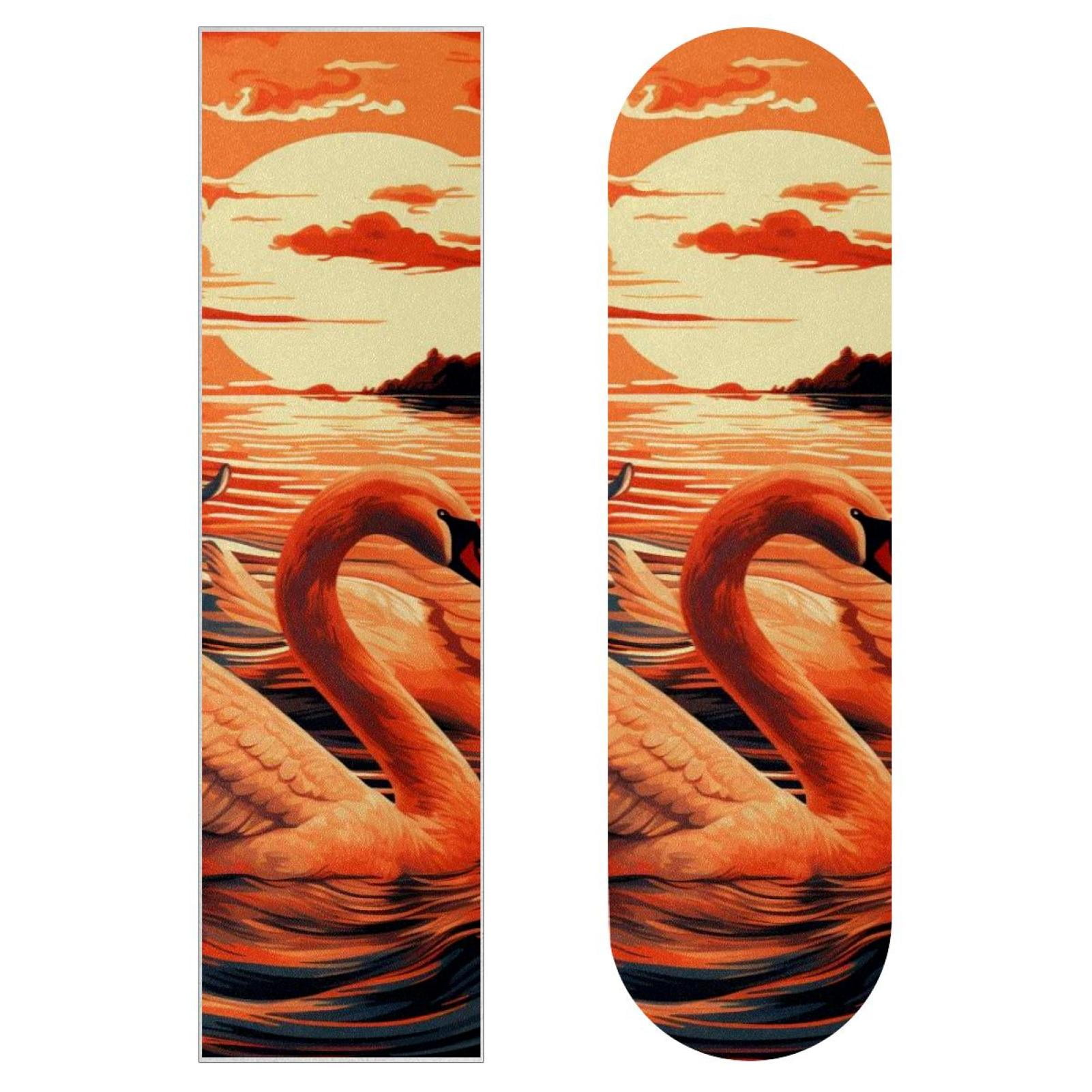 Swan Skateboard Stickers Pack of Two, Emery Surface PVC Back, 8.8x32 ...