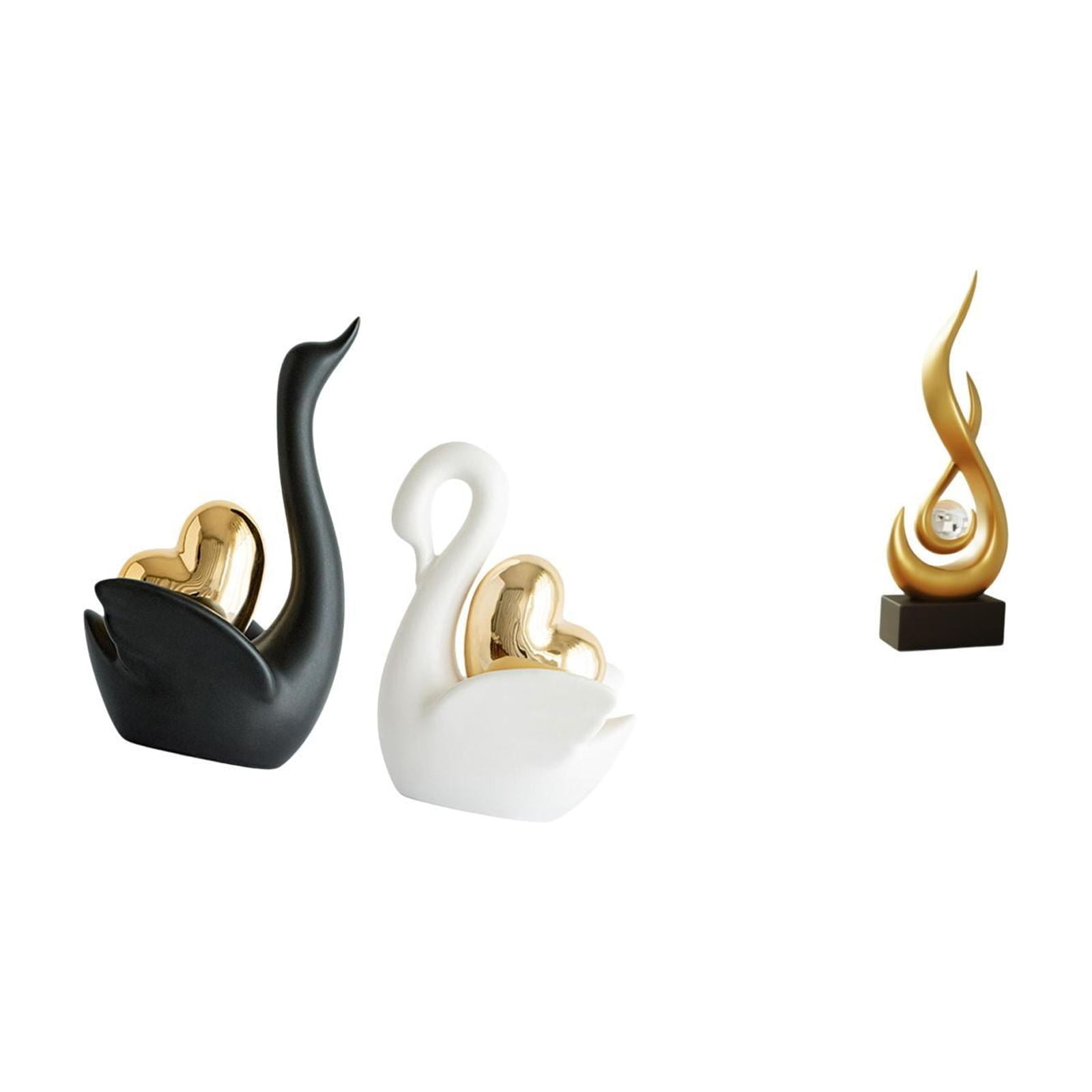 Swan Statue Abstract Fire Sculpture Modern Figurine Ceramic Material ...