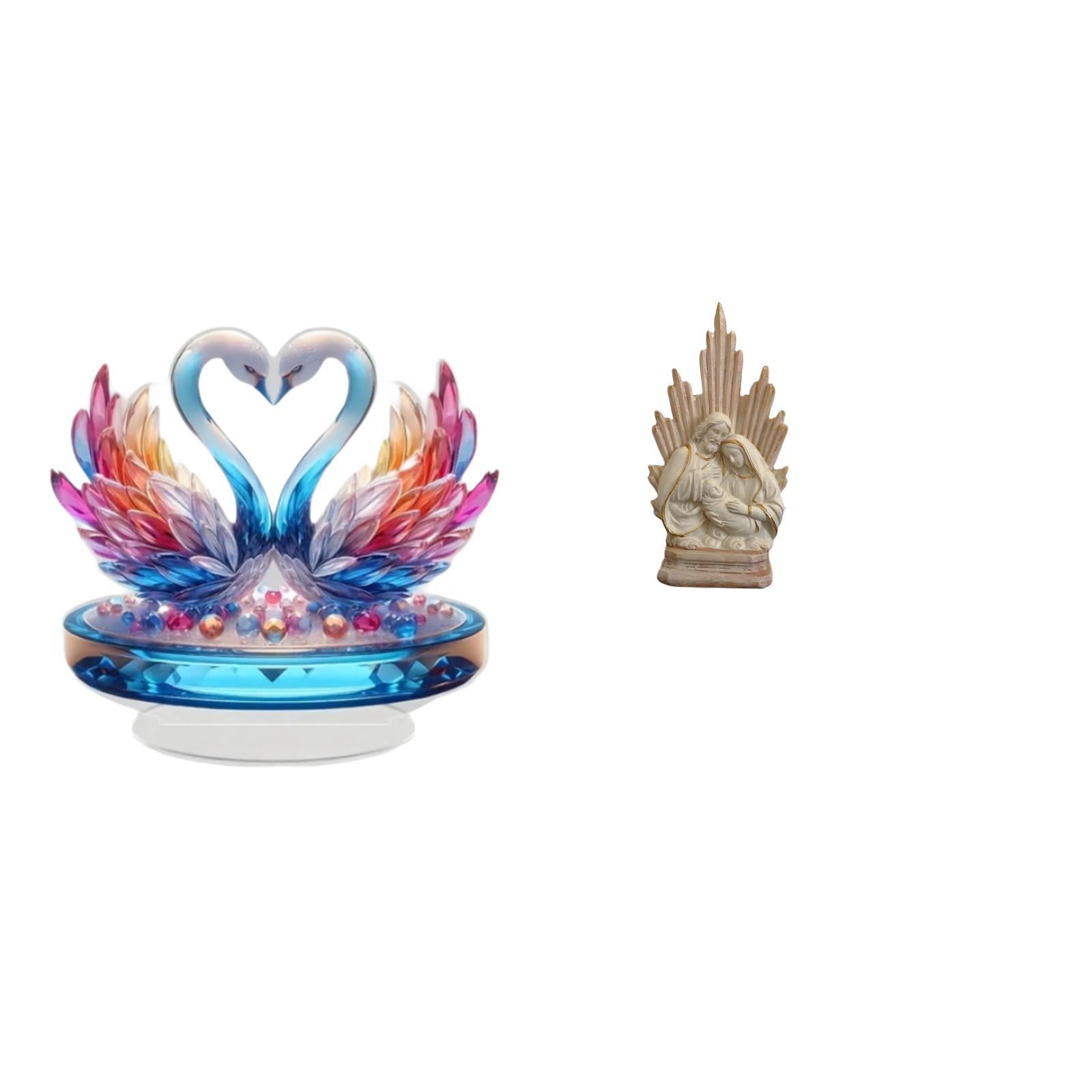 Swan Statue Ornament Holy Family Acrylic Design Table Centerpiece for ...