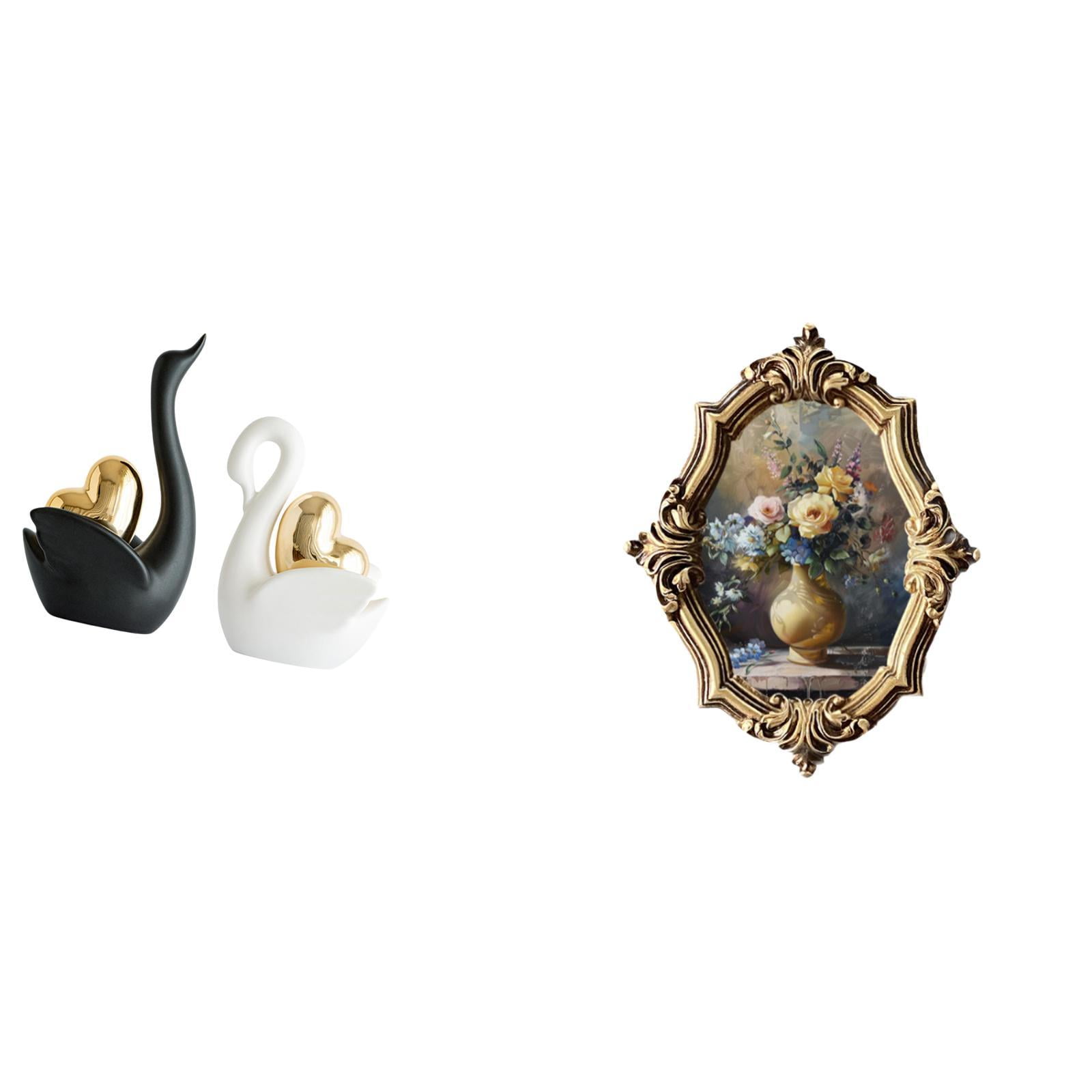 Swan Statue Photo Frame Animals Sculpture Resin Material for Bookshelf ...