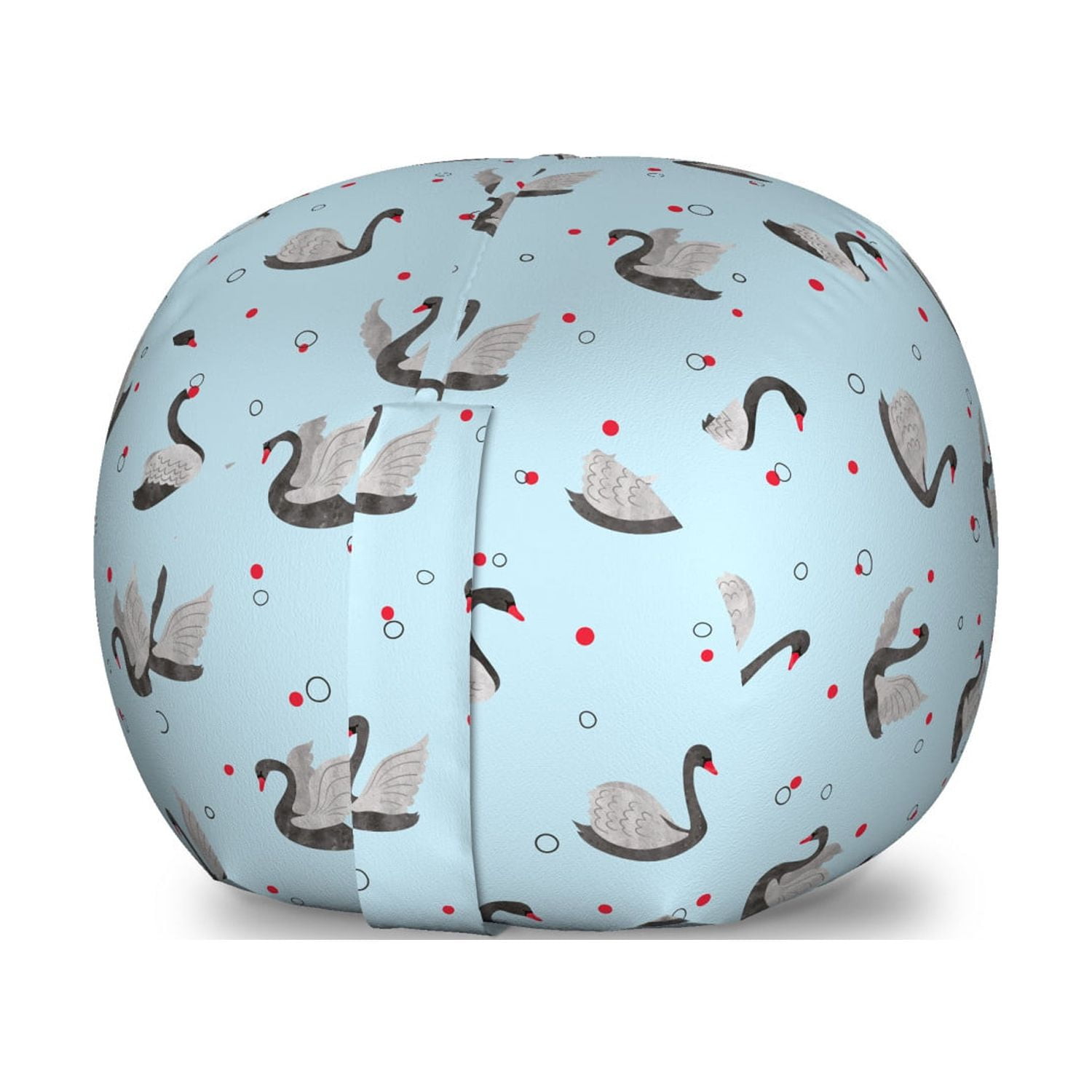 Swan Storage Toy Bag Chair, Dark Color Swans on Pale Blue Backdrop with ...