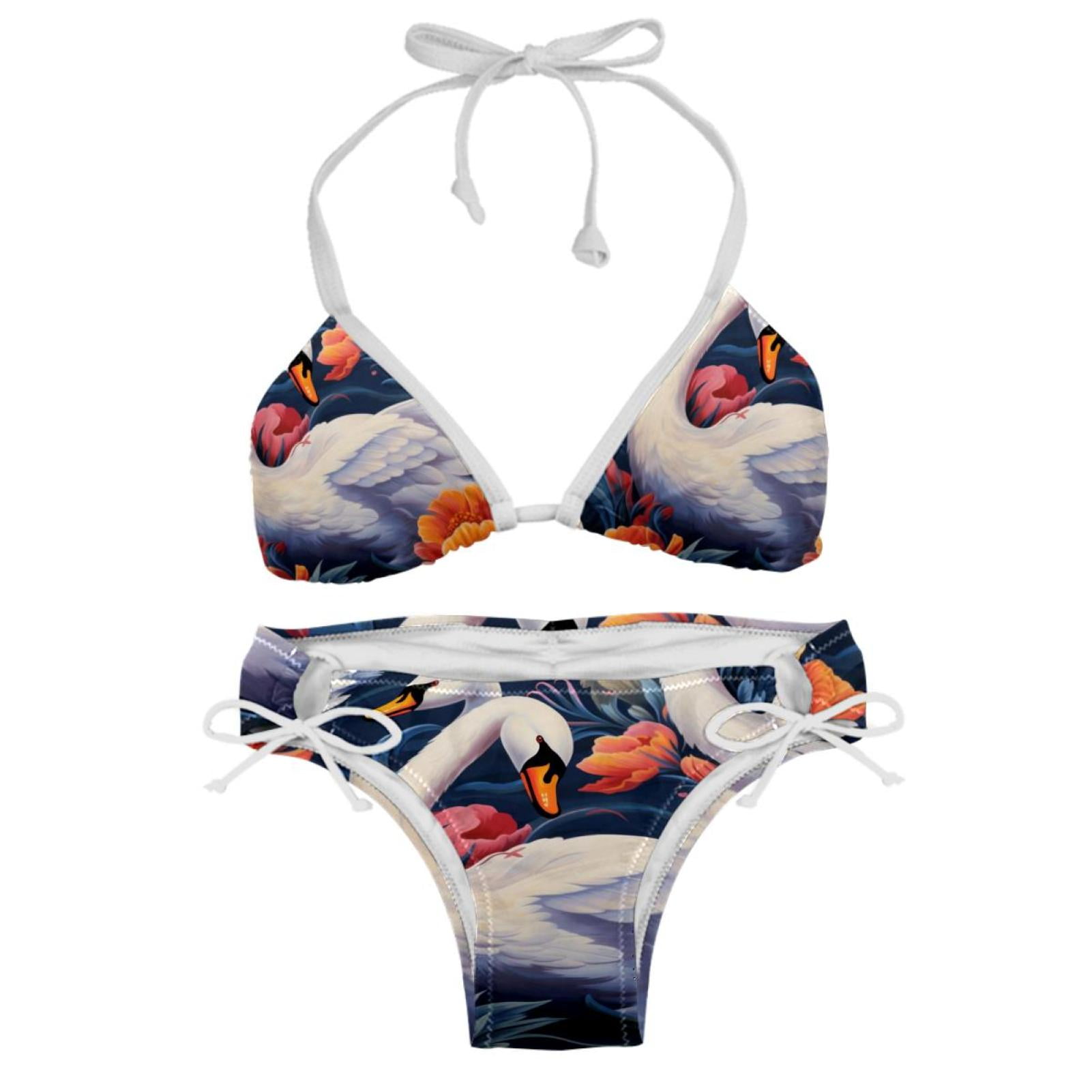 Swan Stylish Bikini Set with Detachable Sponge and Adjustable Strap ...