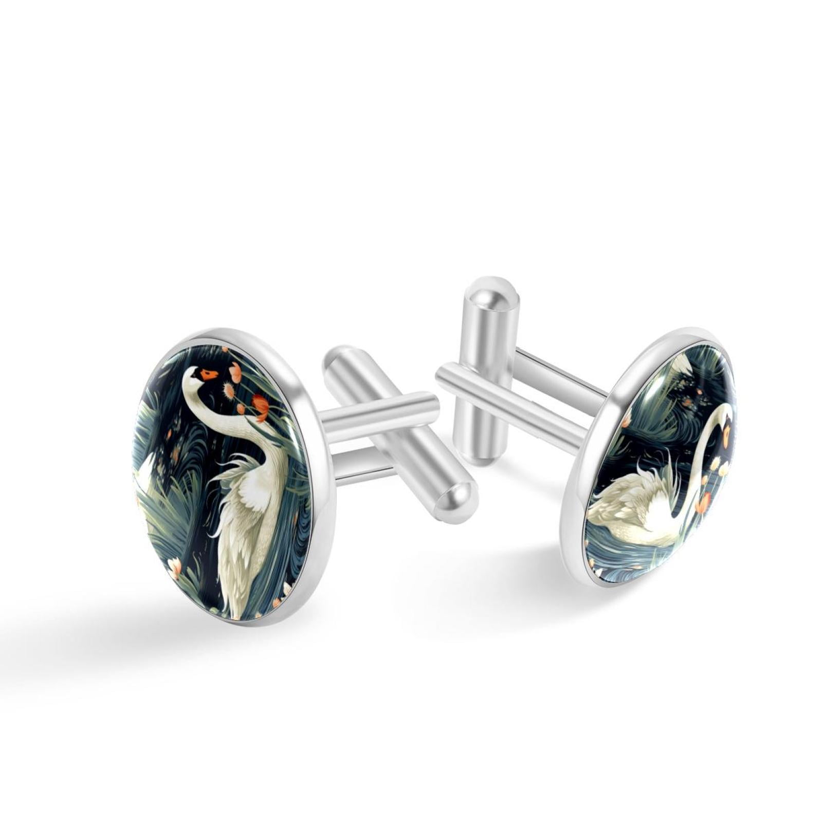 Swan Stylish Stainless Steel Cufflinks Set for Formal Attire and ...