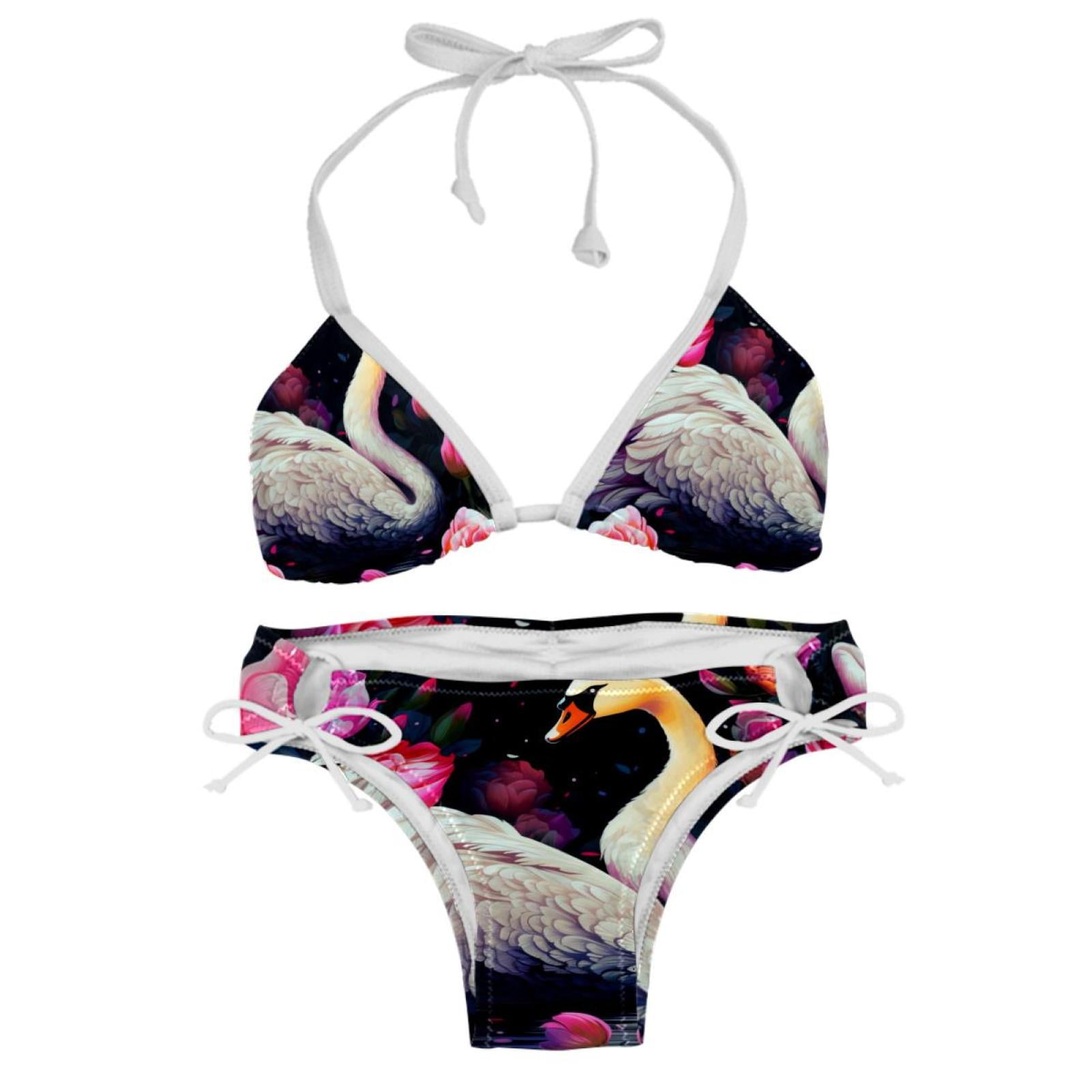 Swan Swim Wear Bikini Set with Detachable Sponge & Adjustable Strap ...