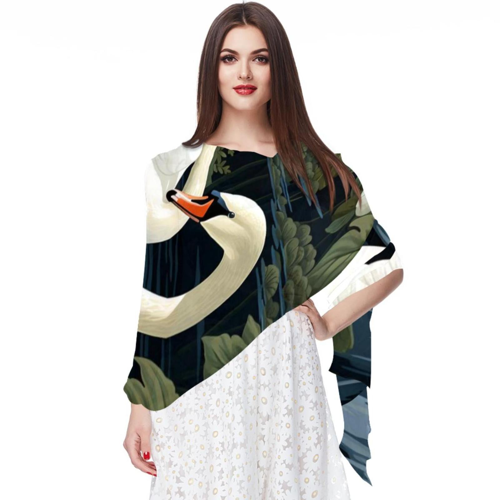Swan Translucent Chiffon Yarn Silk Scarf - Light Breathable Material ...