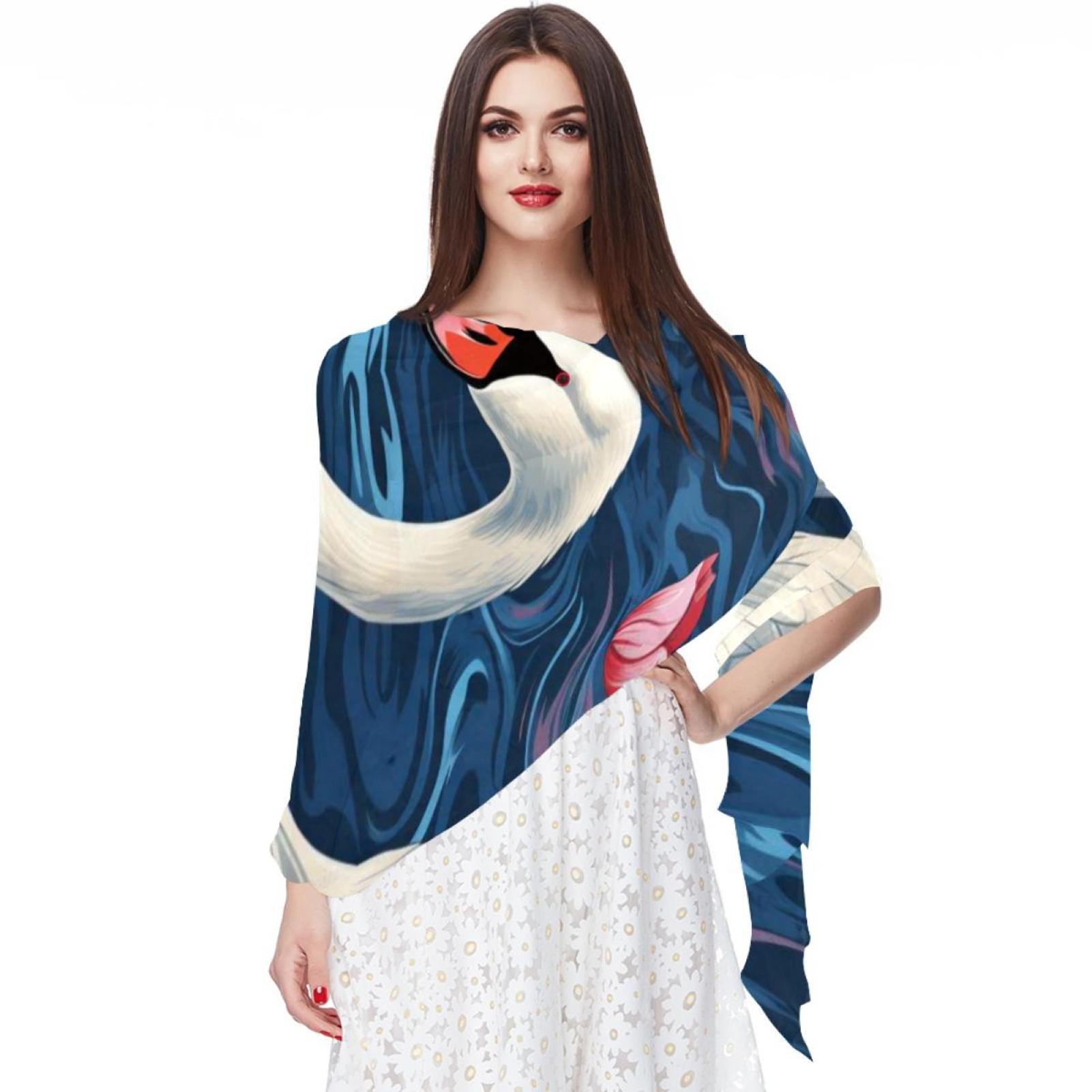 Swan Translucent Chiffon Yarn Silk Scarf - Lightweight and Breathable ...