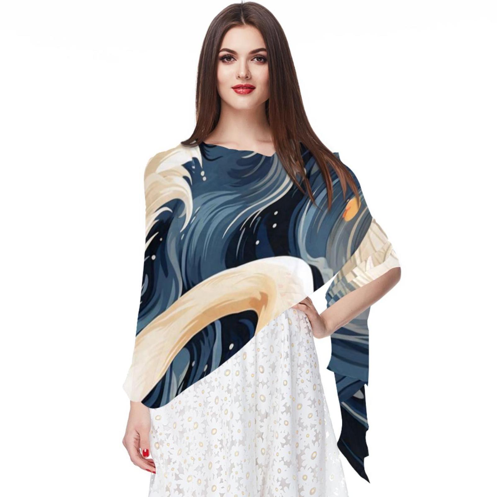 Swan Translucent Light and Breathable Chiffon Silk Scarf 70.86x28.7in ...