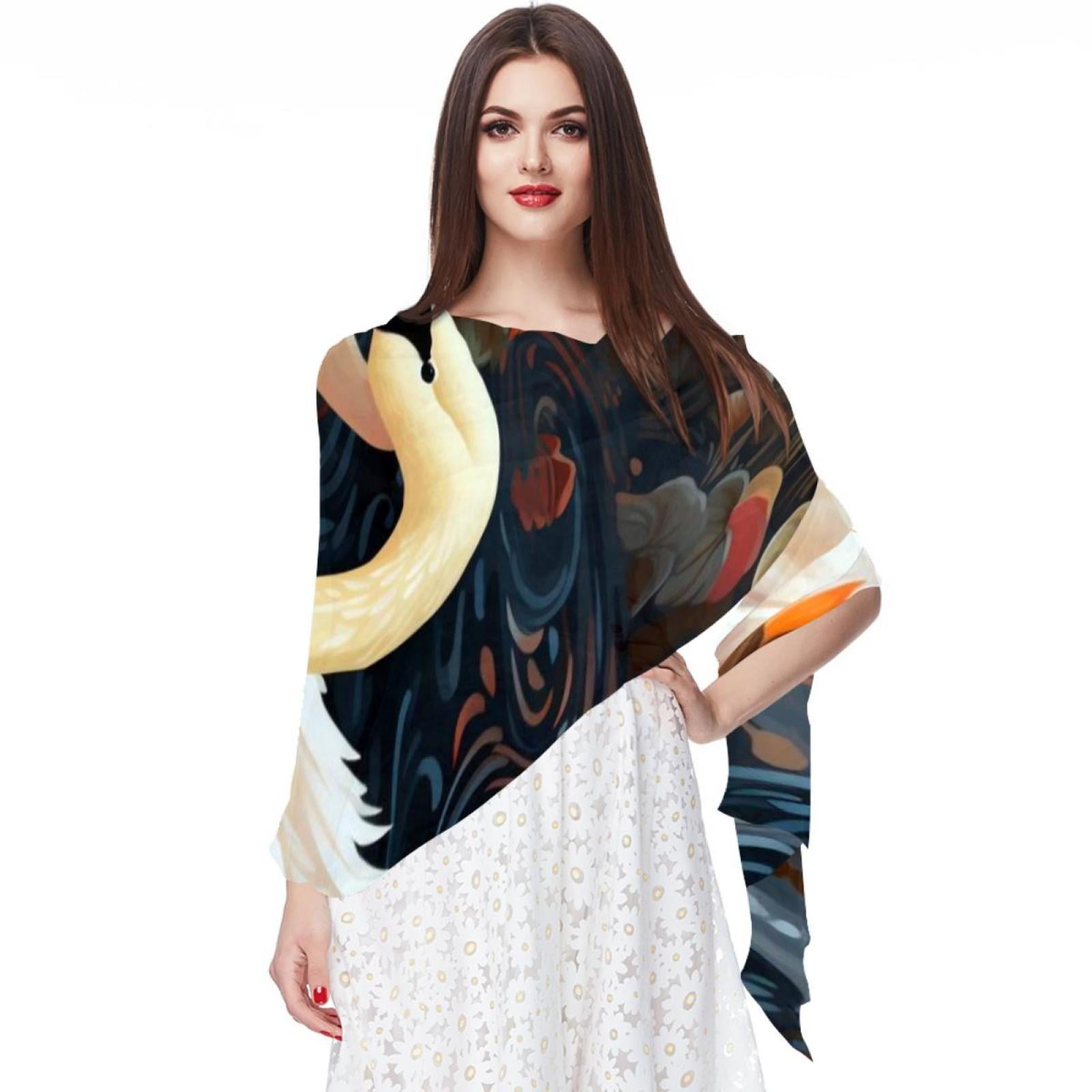 Swan Translucent Light and Breathable Chiffon Silk Scarf 70.86x28.7in ...