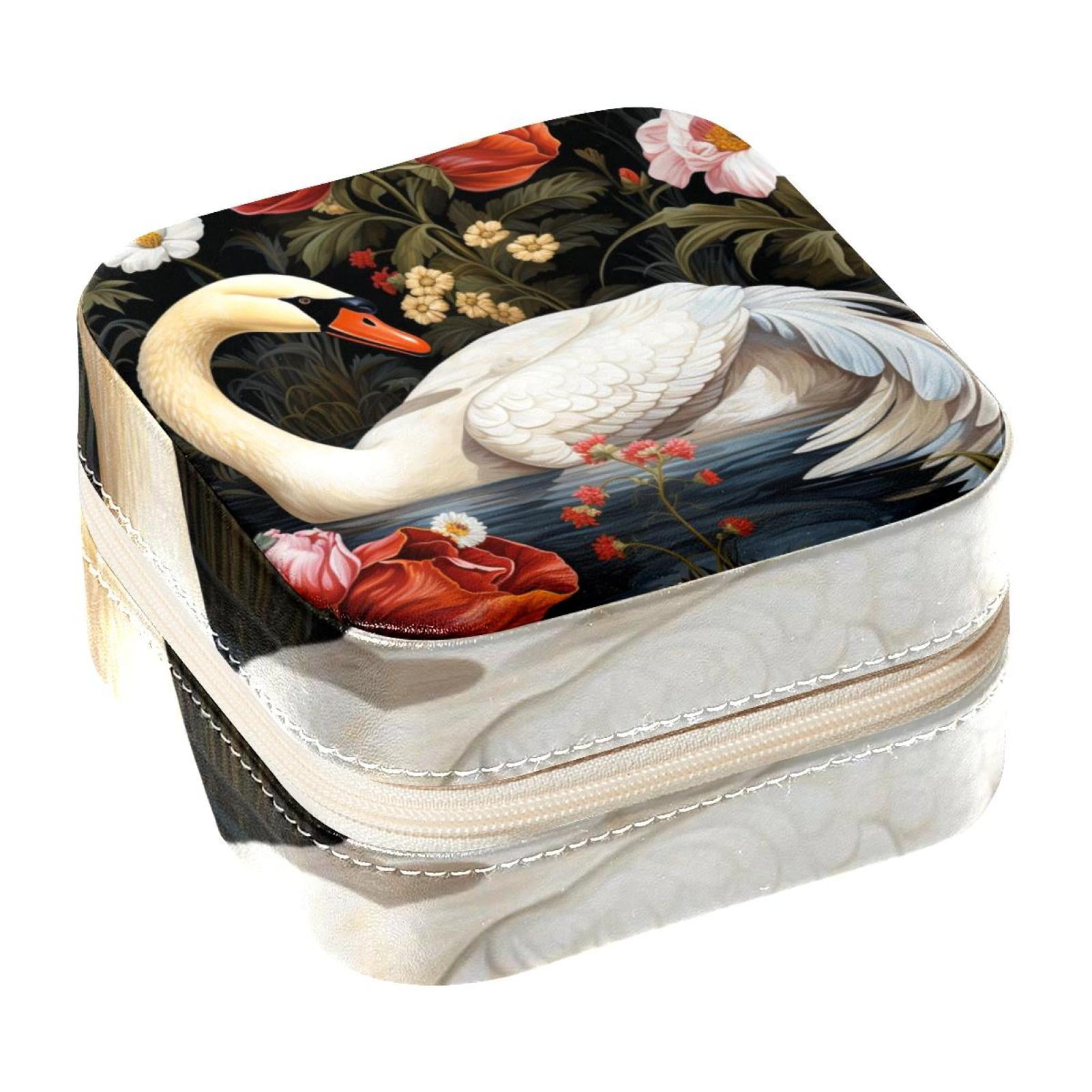 Swan Travel Portable Square Jewelry Box Earring Necklace Bracelet ...