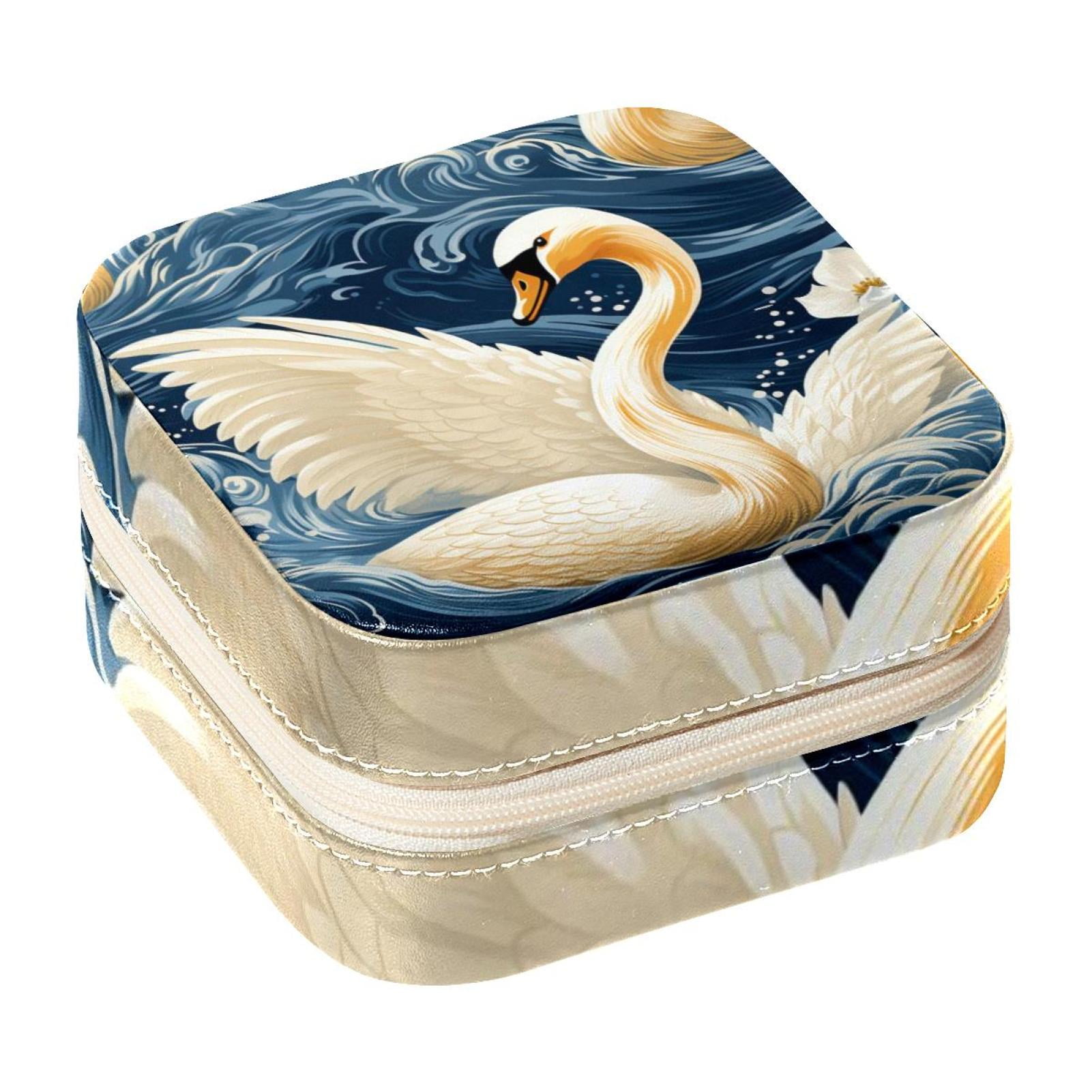 Swan Travel Portable Square Organizer Box: Earring Organizer & Jewelry ...
