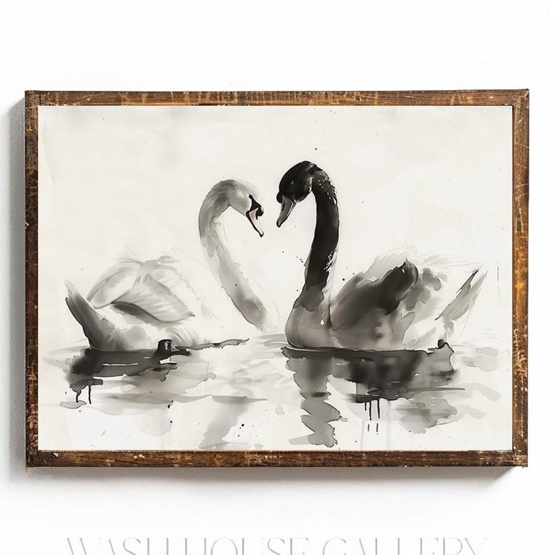 Swan Wall Art Black Swan Swan Black And White Wall Art Vintage Swan ...