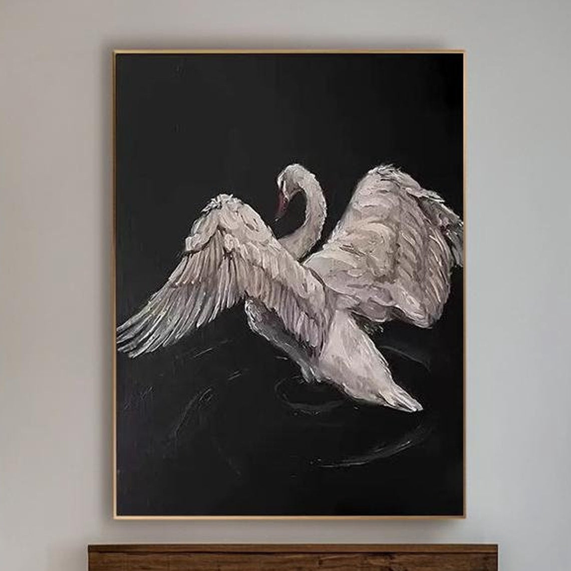 Swan Wall Art, Swan Painting In Water, Swan Abstract Painting, Swan 3D ...