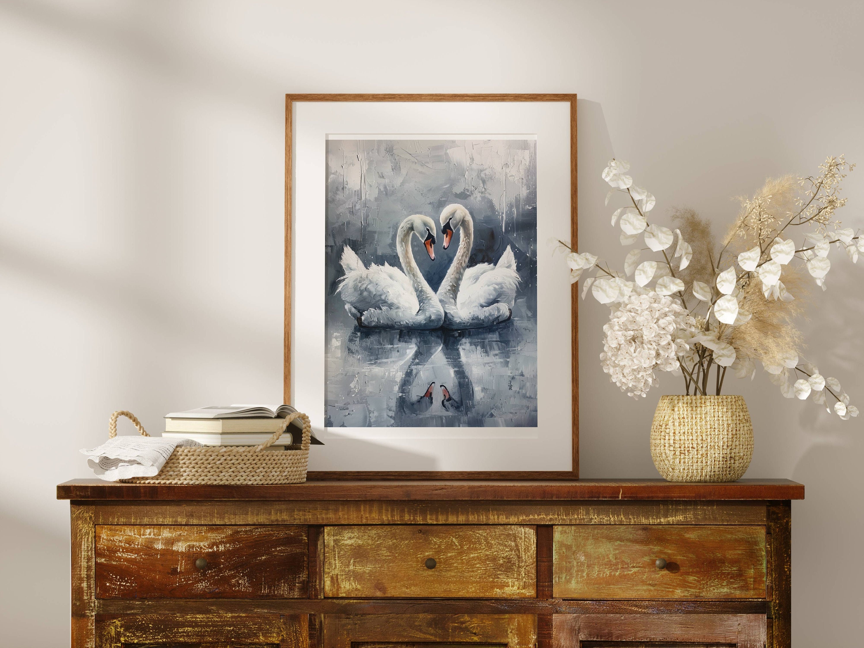 Swan Wall Art, Vintage Swan Print, Antique Nursery Wall Decor, Swan Art ...