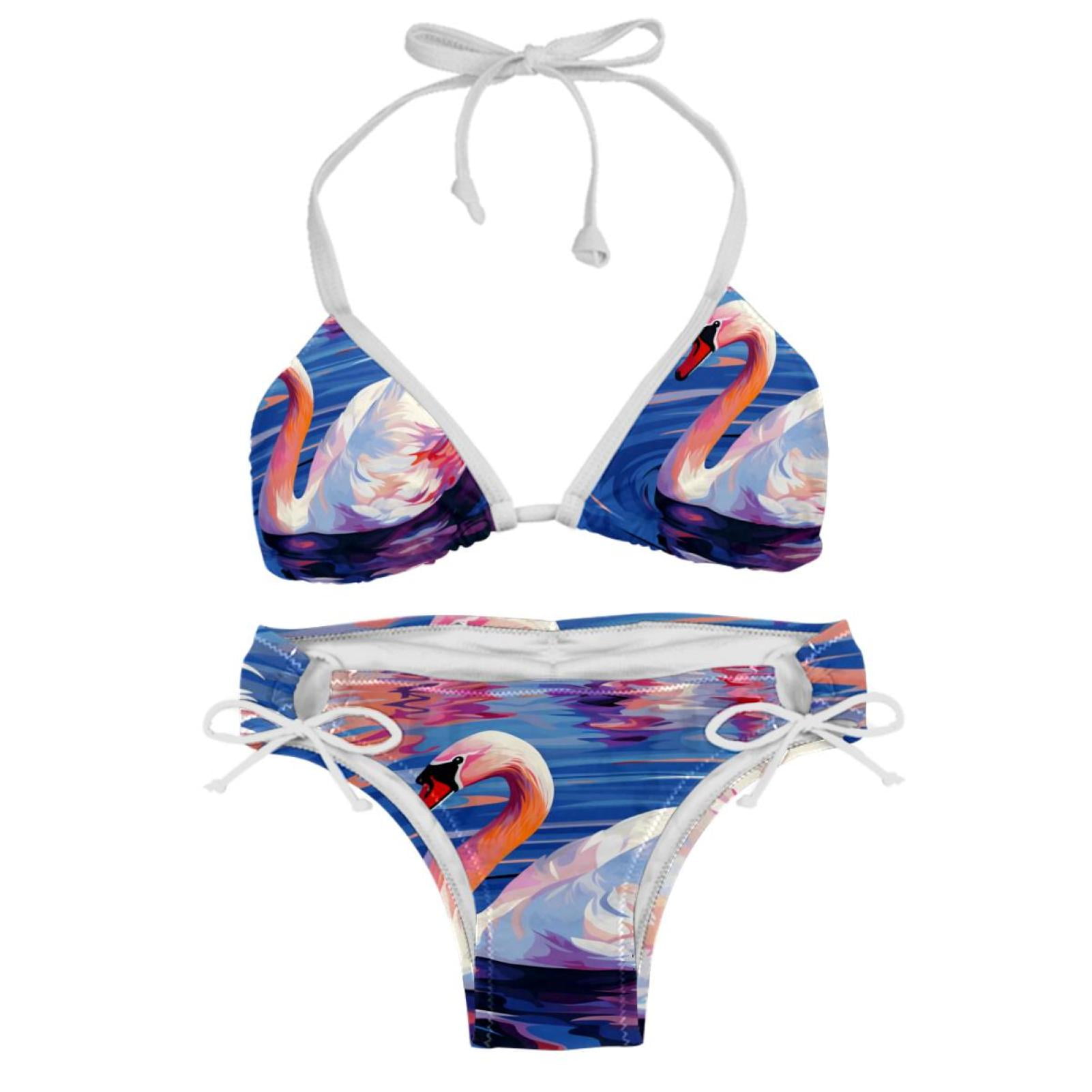 Swan Women's Swim Suit Bikini Set with Detachable Sponge and Adjustable ...