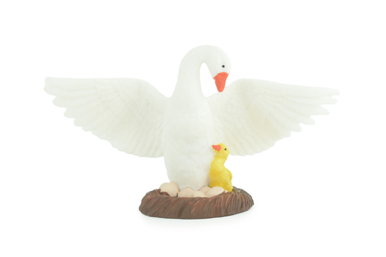 Swan with eggs, Hand Painted, Educational, High Quality Rubber Bird ...