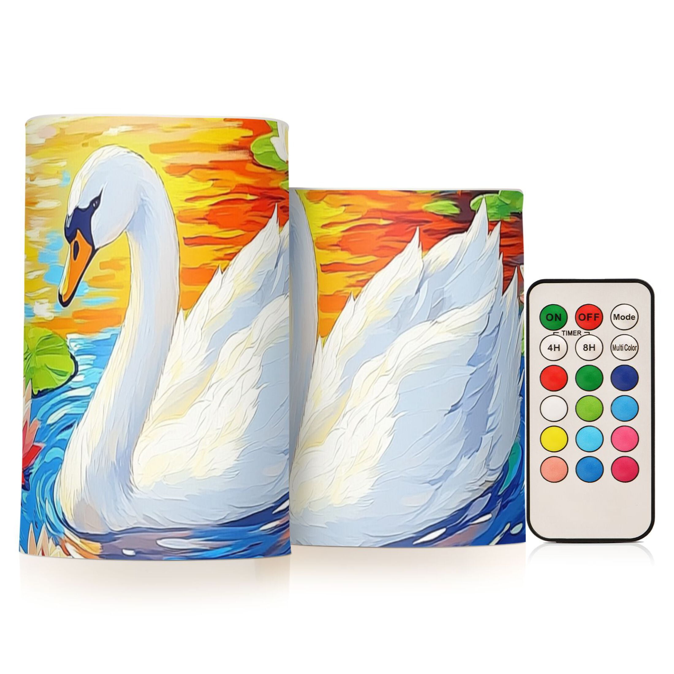 Swan in Sunset Reflection Flickering Flameless Candles Battery Operated ...
