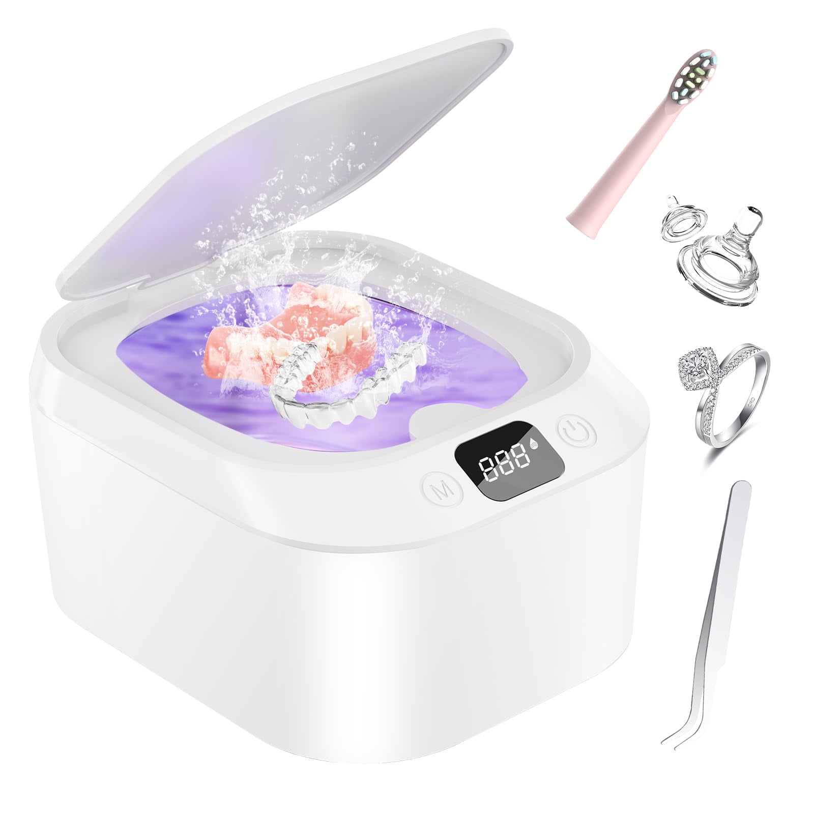 SwanKiss Ultrasonic Retainer Cleaner, YPF5 Professional Denture ...