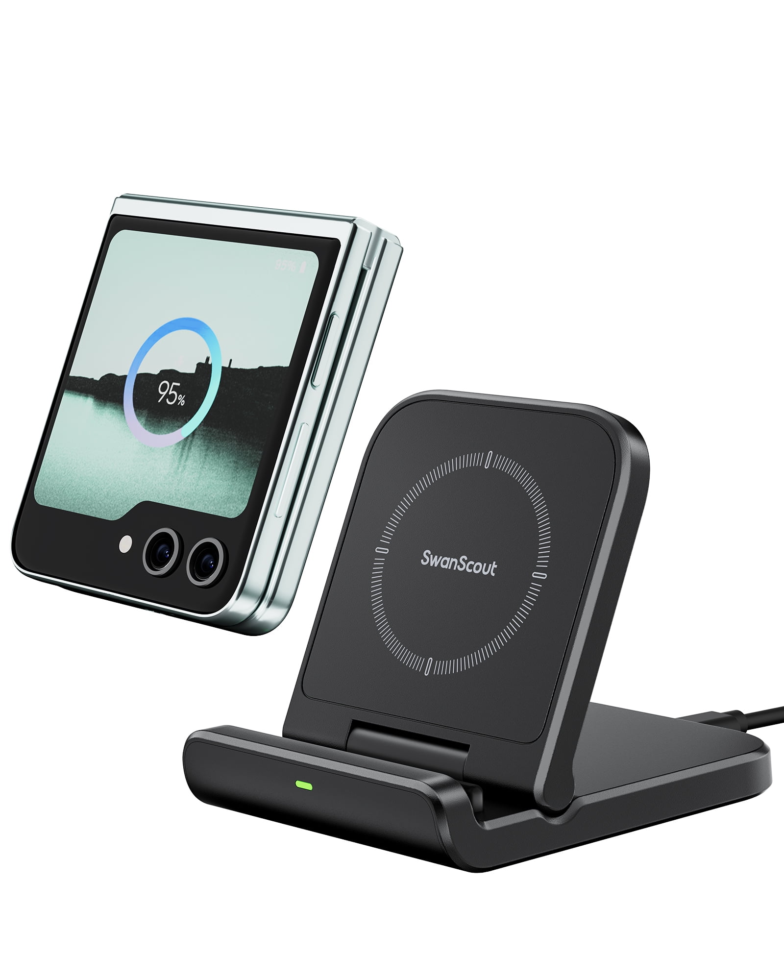 SwanScout Foldable Fast Wireless Charger for Galaxy Z Flip 3/4/5 (No ...