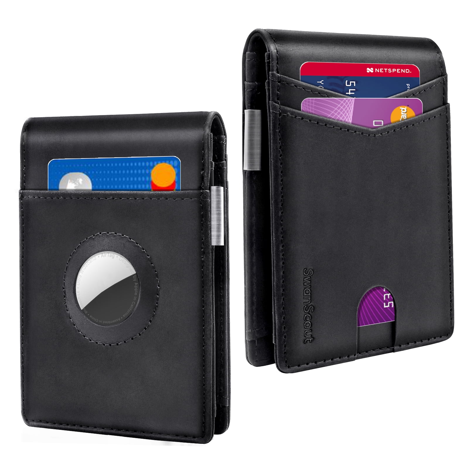 SwanScout Wallet for Airtag, Money Clip Version, RFID Blocking Genuine ...