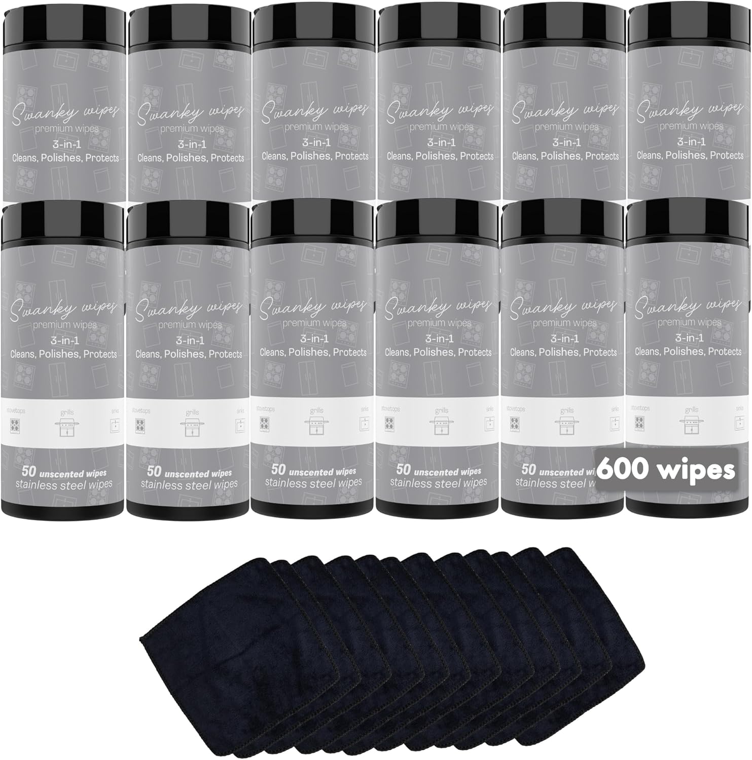 Swanky Stainless Steel Cleaner Wipes - Grime & Grease Remover Kitchen ...