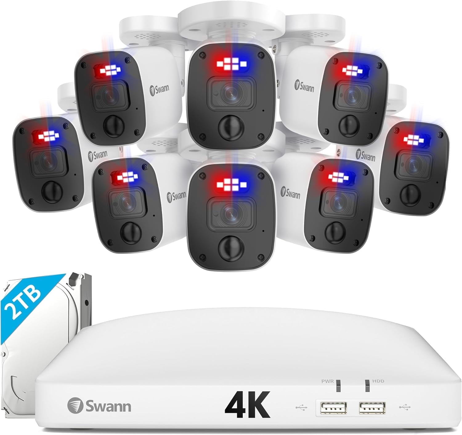 Swann 4K Enforcer Security System, 8 Channel 8 Cam, 2TB HDD, Indoor ...