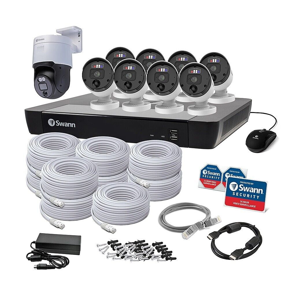 Swann - Enforcer 16-Channel, 9-Camera Indoor/Outdoor Wired 4K NVR ...