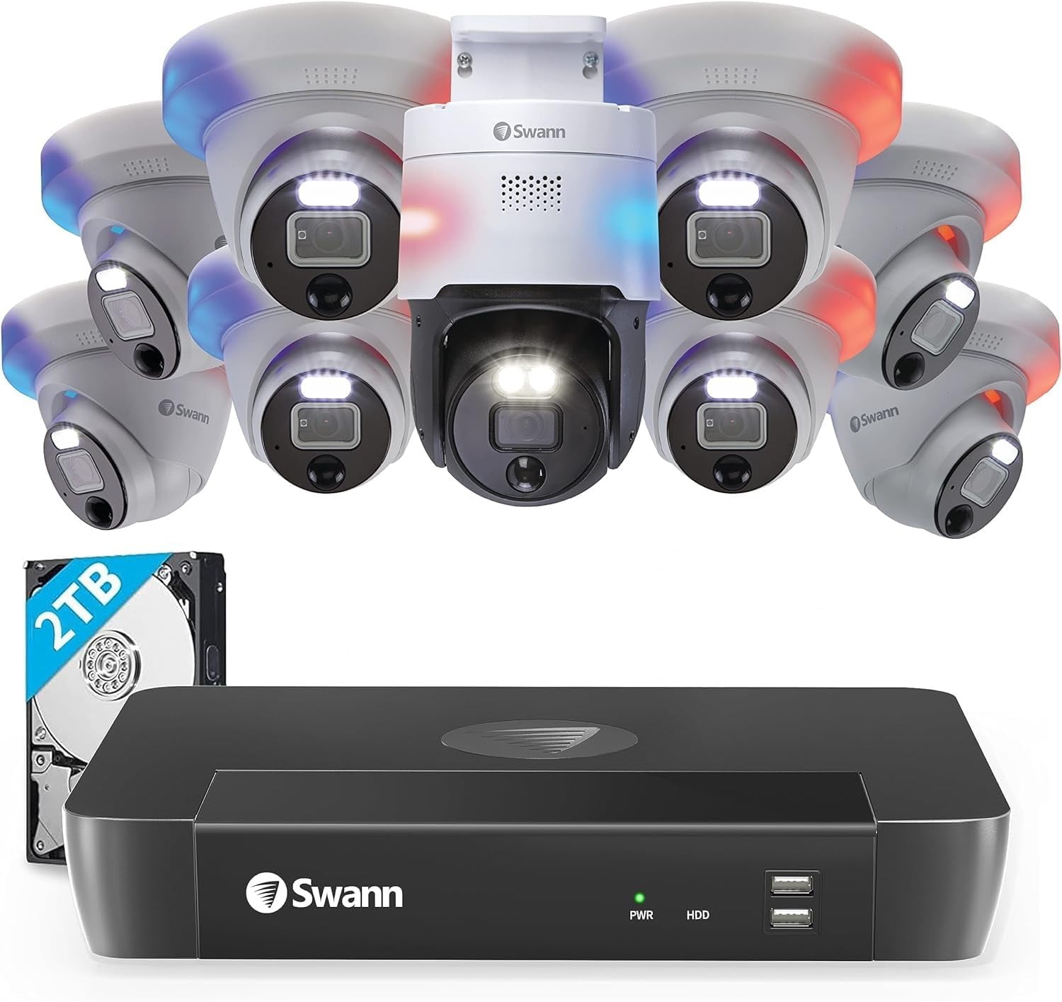 Swann - Enforcer 16-Channel, 9-Camera Indoor/Outdoor Wired 4K NVR ...