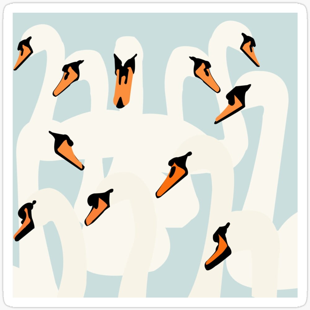 Swans Are Swimming Sticker Phone Decal Water Bottle Stickers Car Decals ...