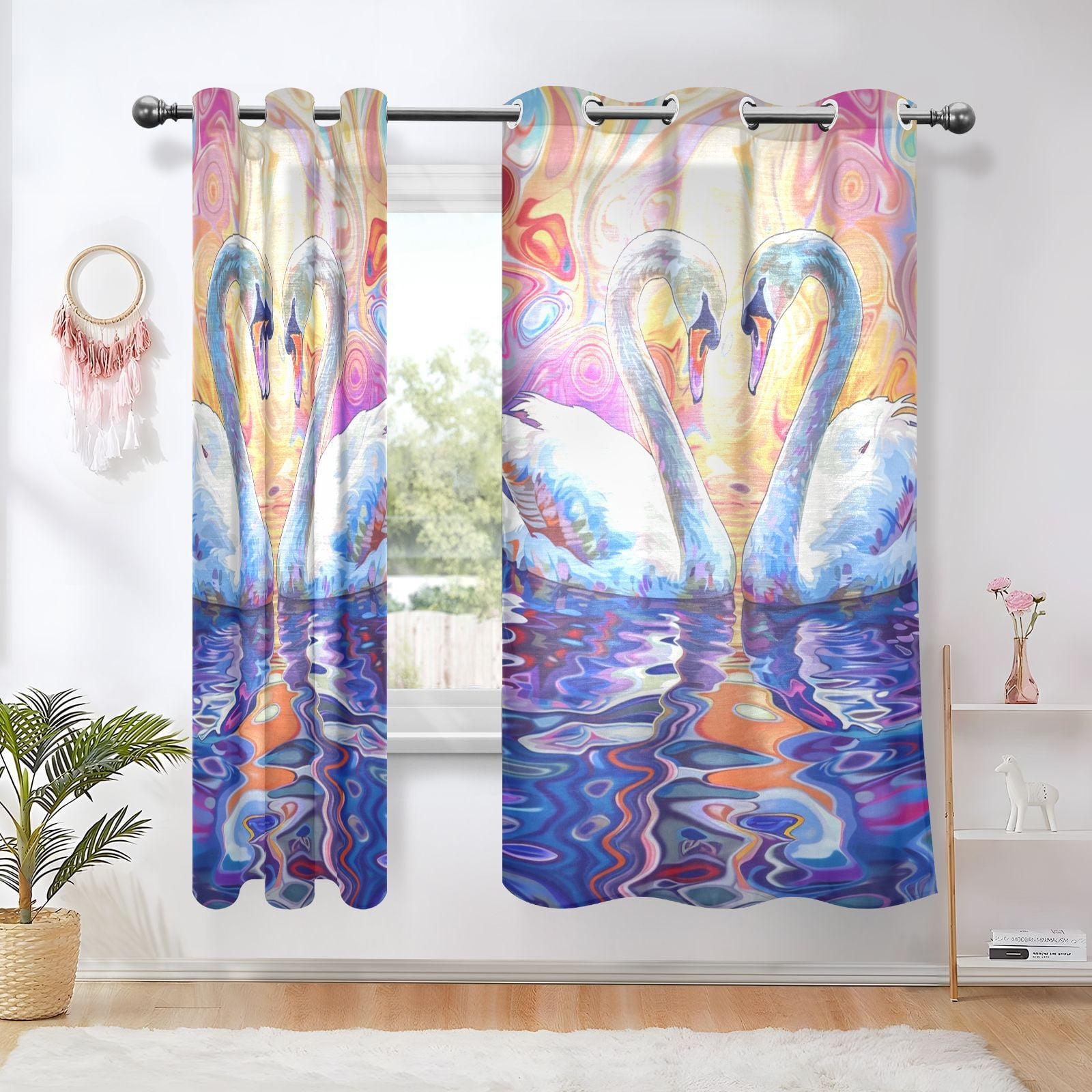 Swans Colorful Blackout Curtains Thermal Insulation 63 inch Grommet for ...