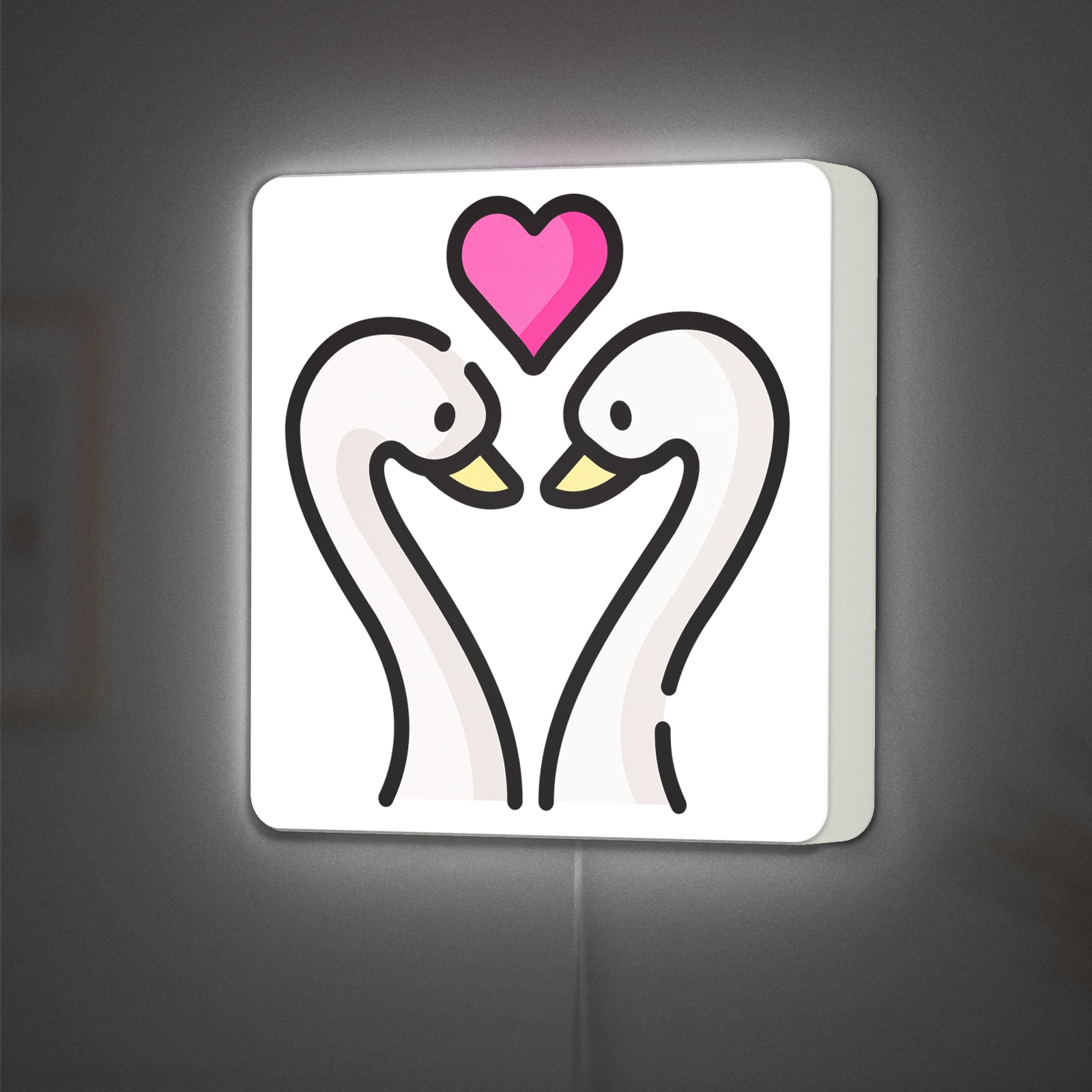 Swans LED Lightbox - Love Heart Valentine Kiss Decor, Custom Led Sign ...
