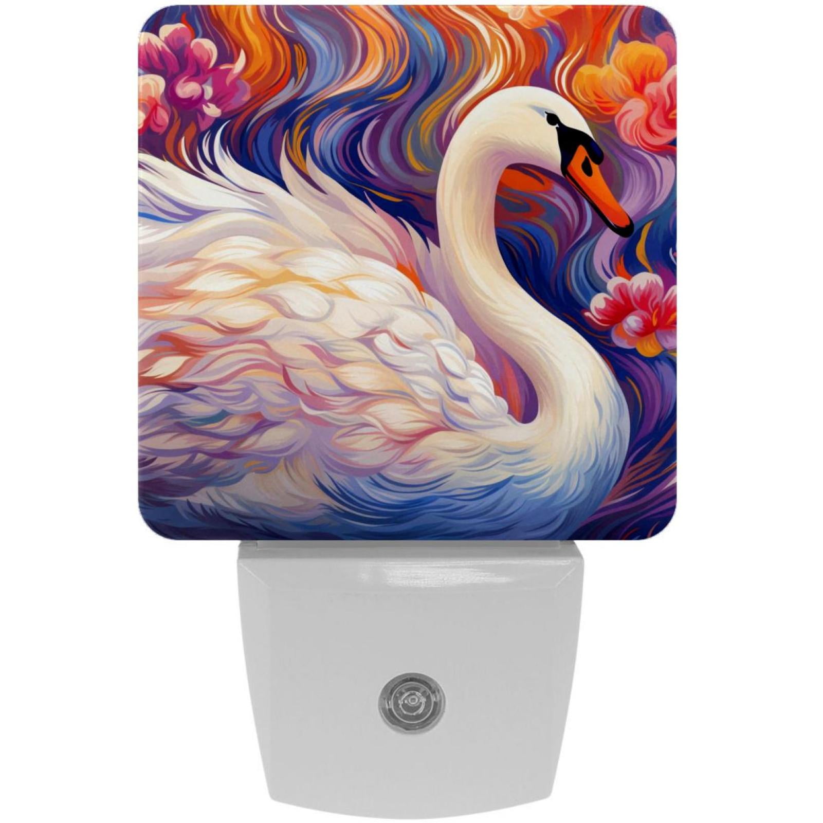 Swans LED Square Night Lights for Bedroom and Living Room, Decorative ...