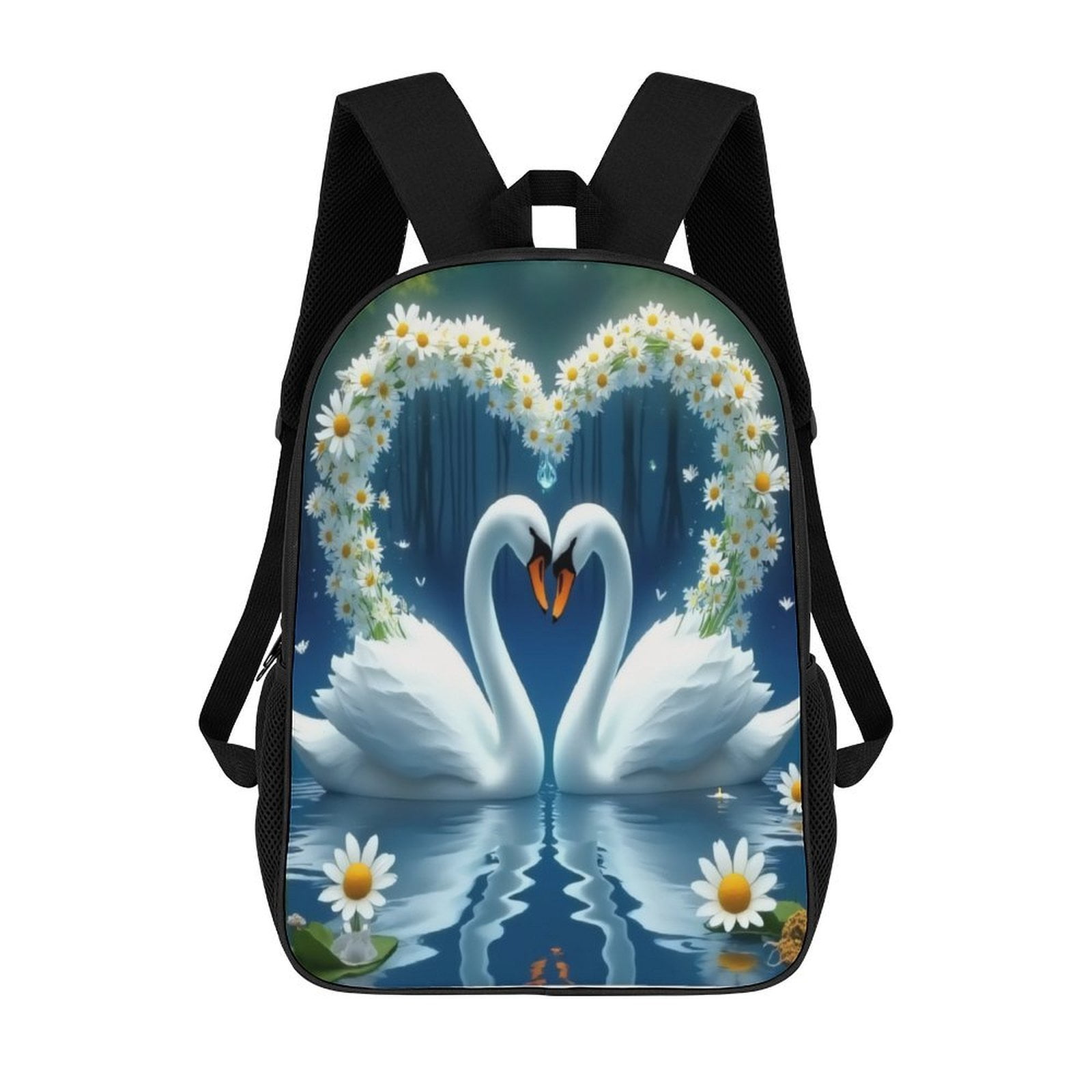 Swans with Daisy Heart 3D Print 17in adolescent Backpack knapsack ...