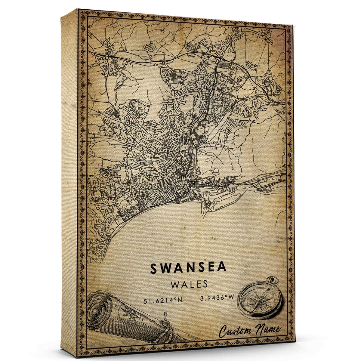 Swansea Map Poster, Wales Map Art Poster, Canvas, Swansea Map City ...