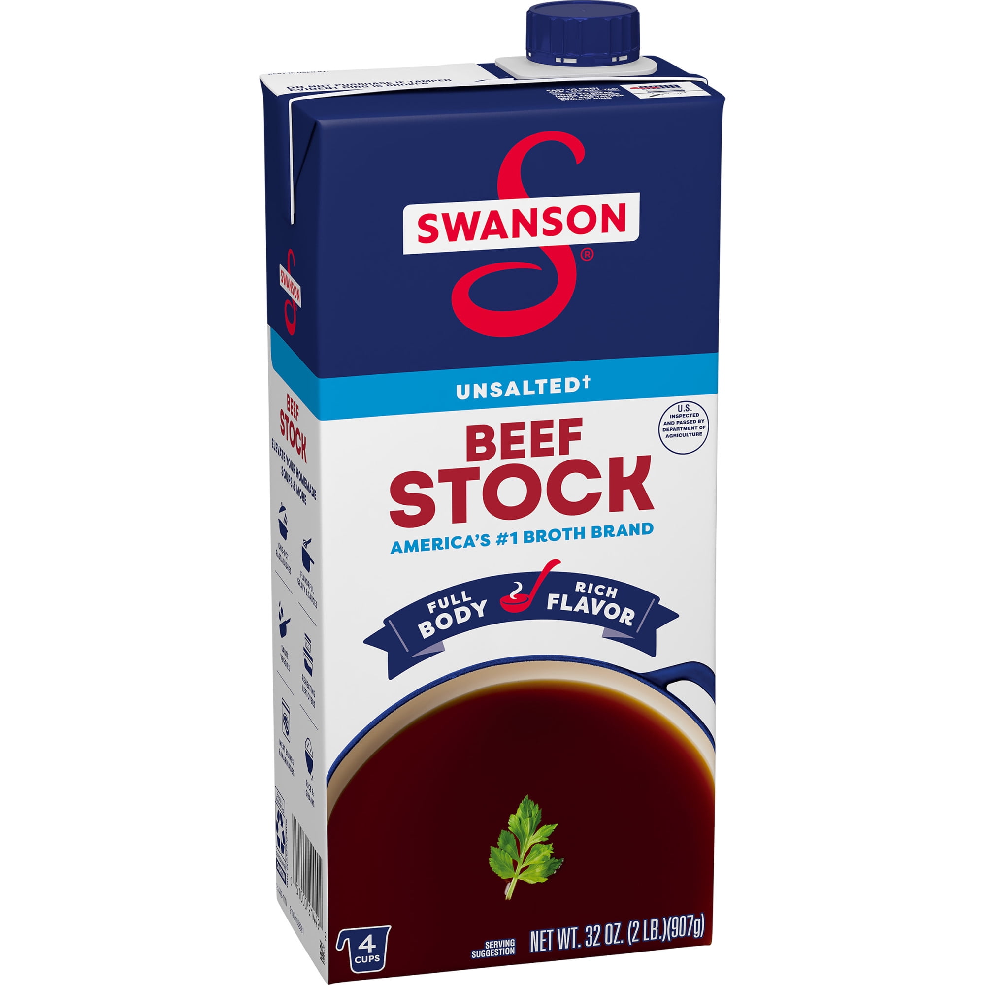 Swanson Unsalted Beef Stock, 32 oz Carton - Walmart Business Supplies