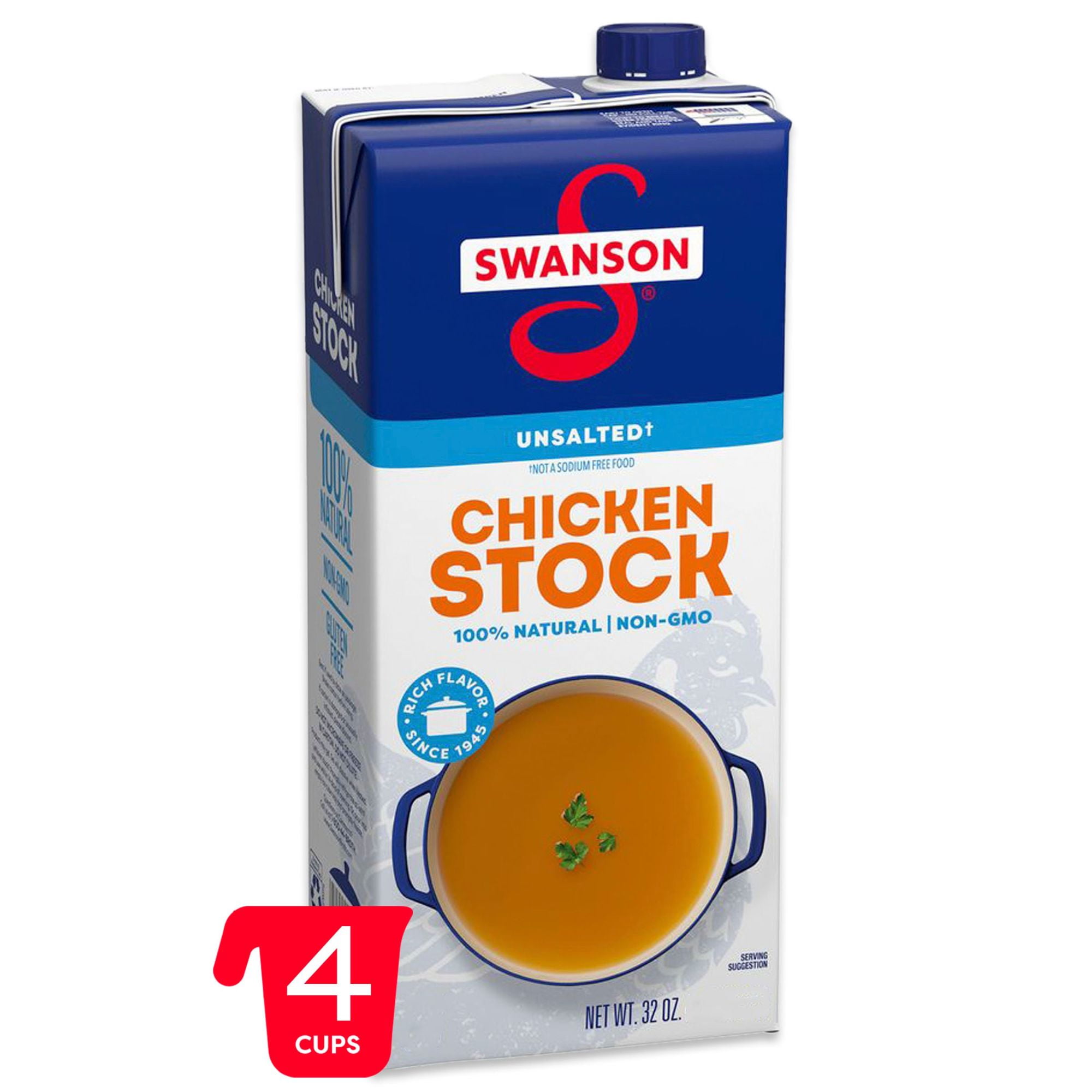 Swanson 100% Natural Unsalted Chicken Stock 32 oz Carton - Walmart.com
