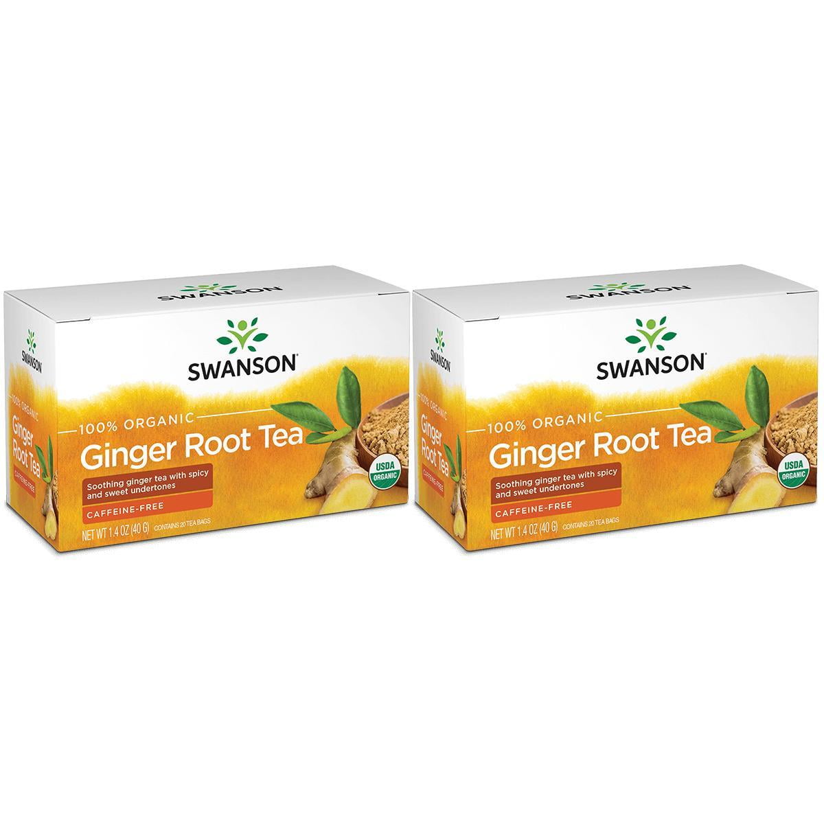 Swanson 100% Organic Ginger Root Tea - Caffeine-Free 20 Bag(S) 2 Pack ...