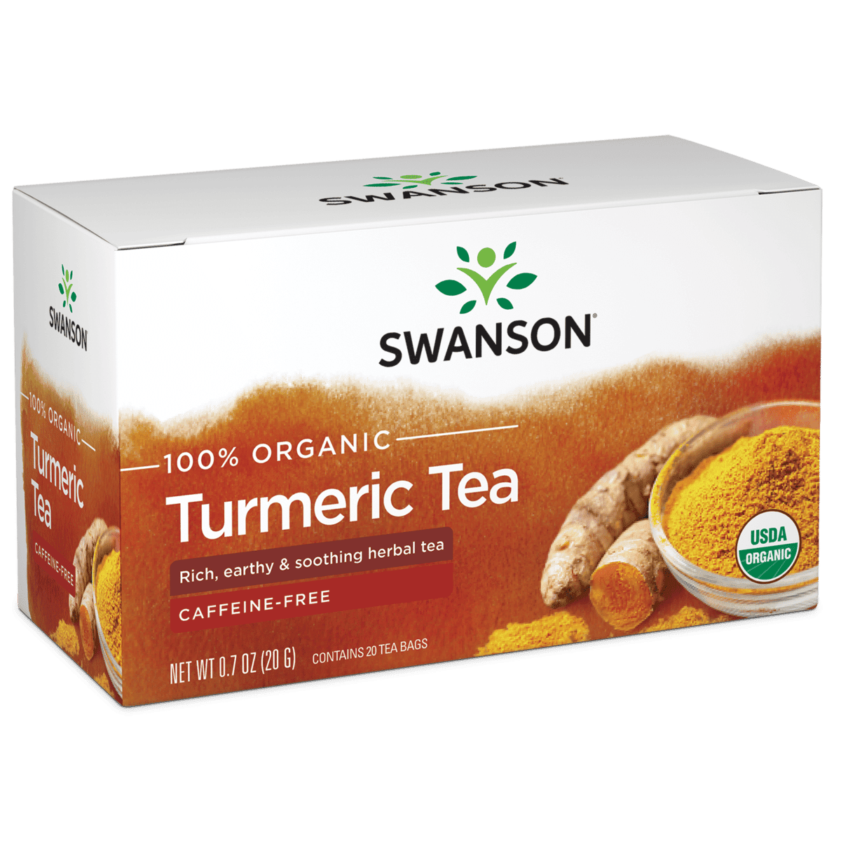 Swanson Organic Turmeric Tea, 100% Organic, Bleach-Free, 20 Herbal Tea ...
