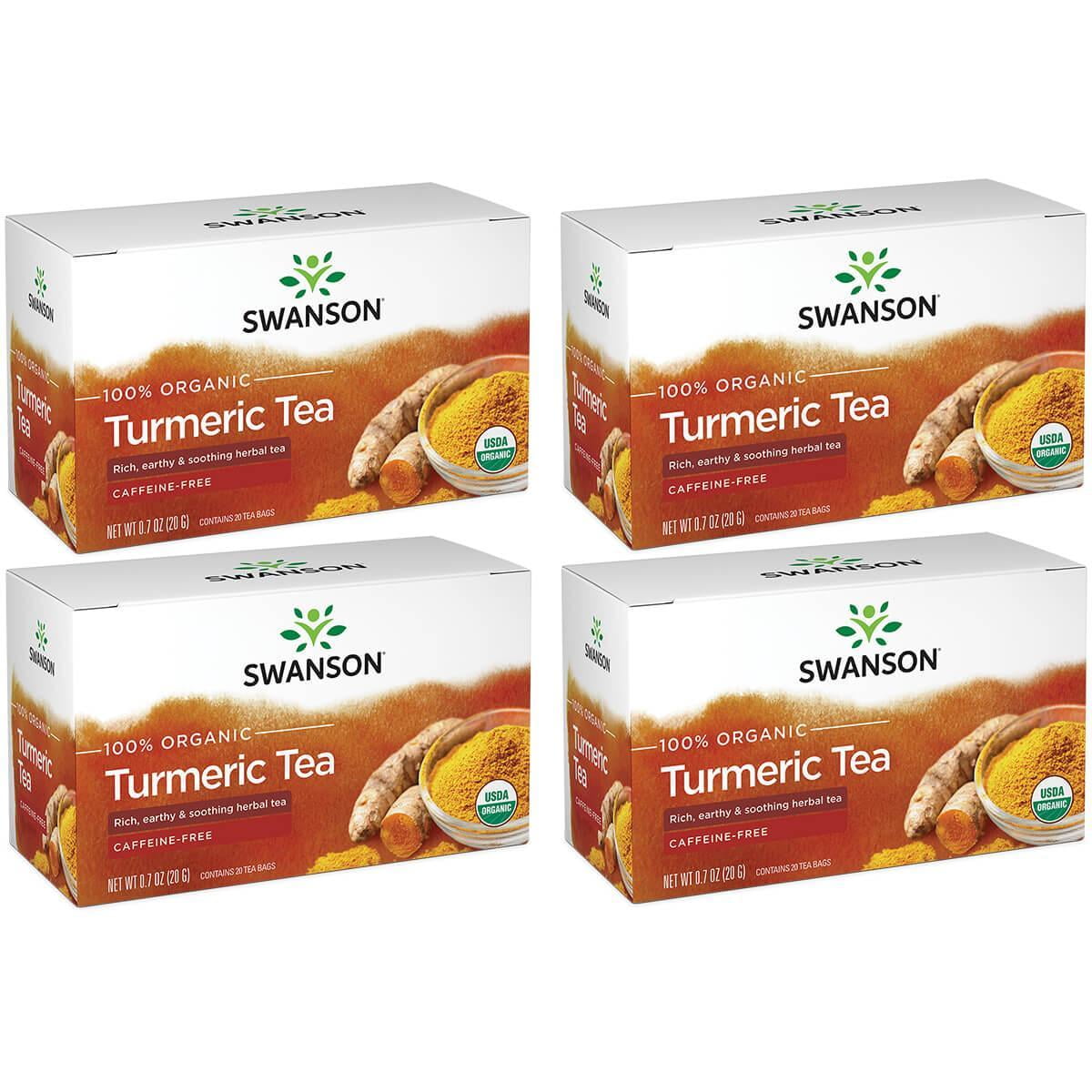 Swanson Organic Turmeric Tea, Herbal Infusion, 20 Bag(s), 4 Pack ...