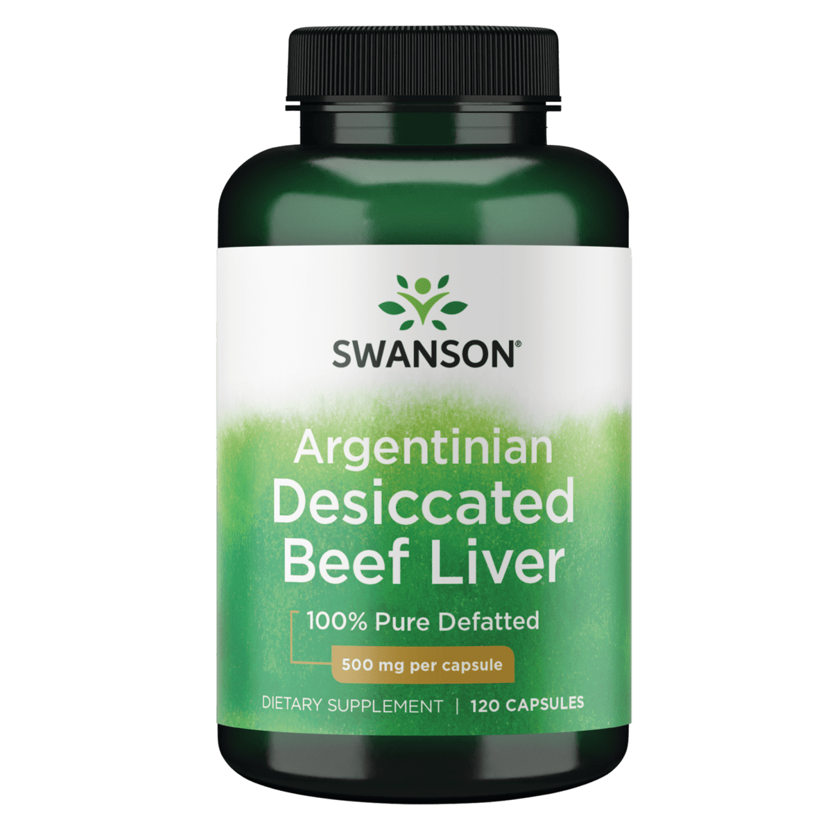 Swanson 100% Pure Defatted Desiccated Beef Liver 500 mg 120 Capsules ...