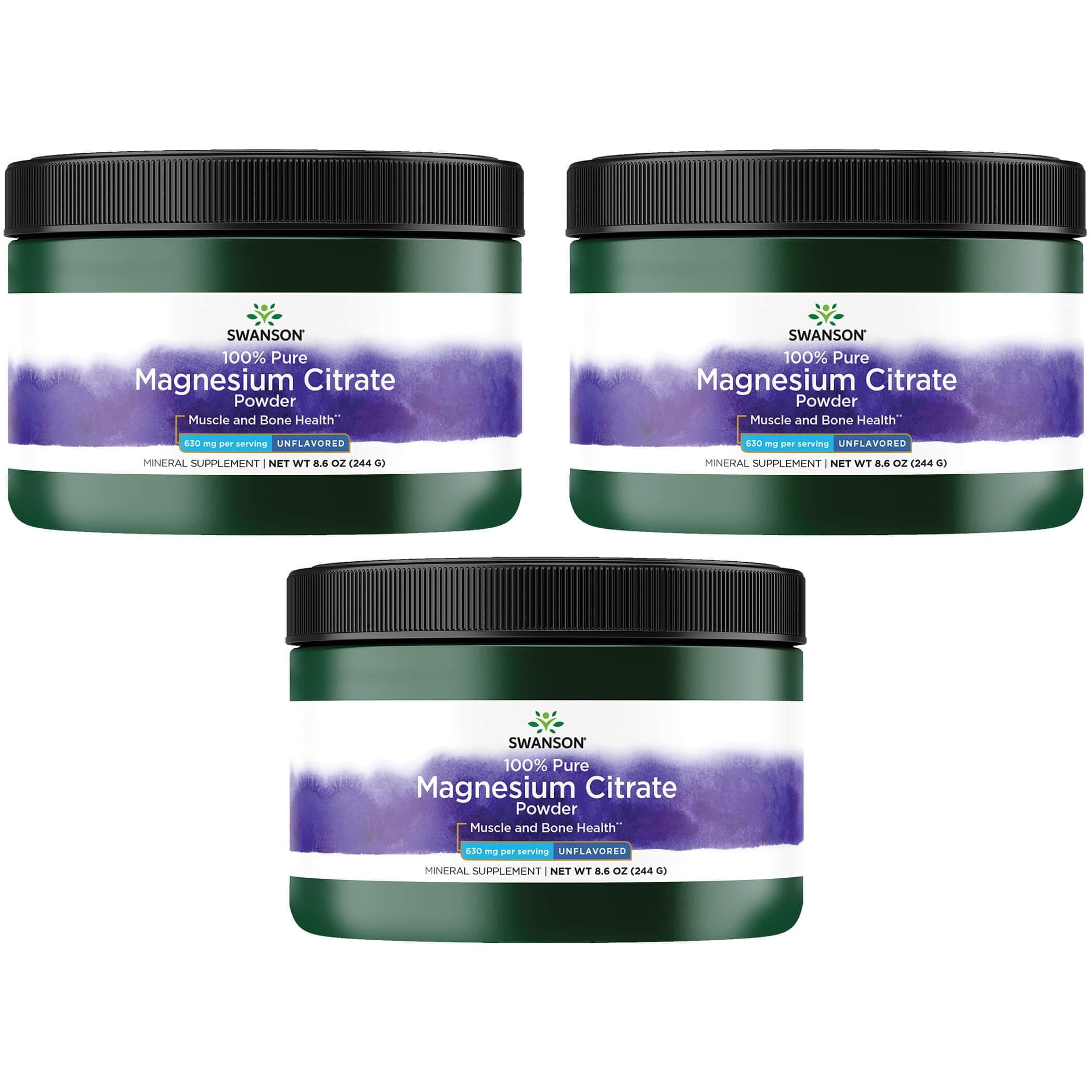 Swanson 100% Pure Magnesium Citrate Powder - Unflavored 3 Pack ...